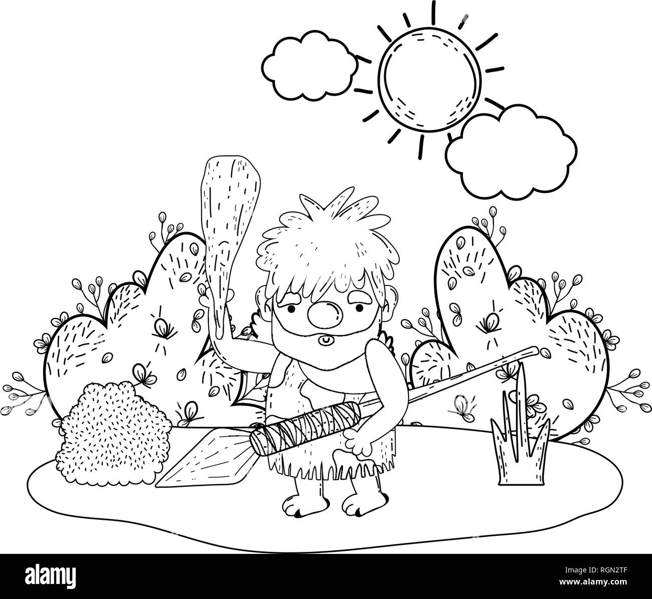 caveman comic in the landscape Stock Vector Image & Art - Alamy