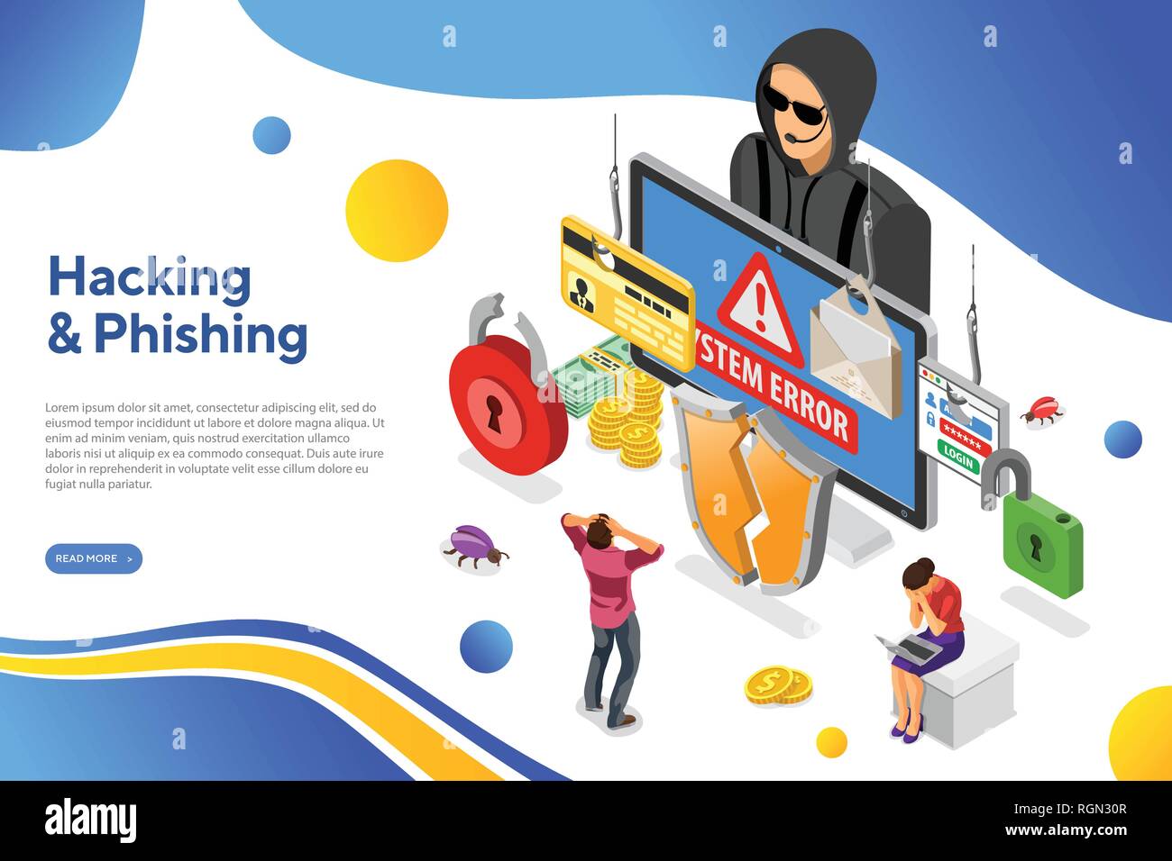 Hacker Phishing Activity Isometric Concept Stock Vector Image & Art - Alamy