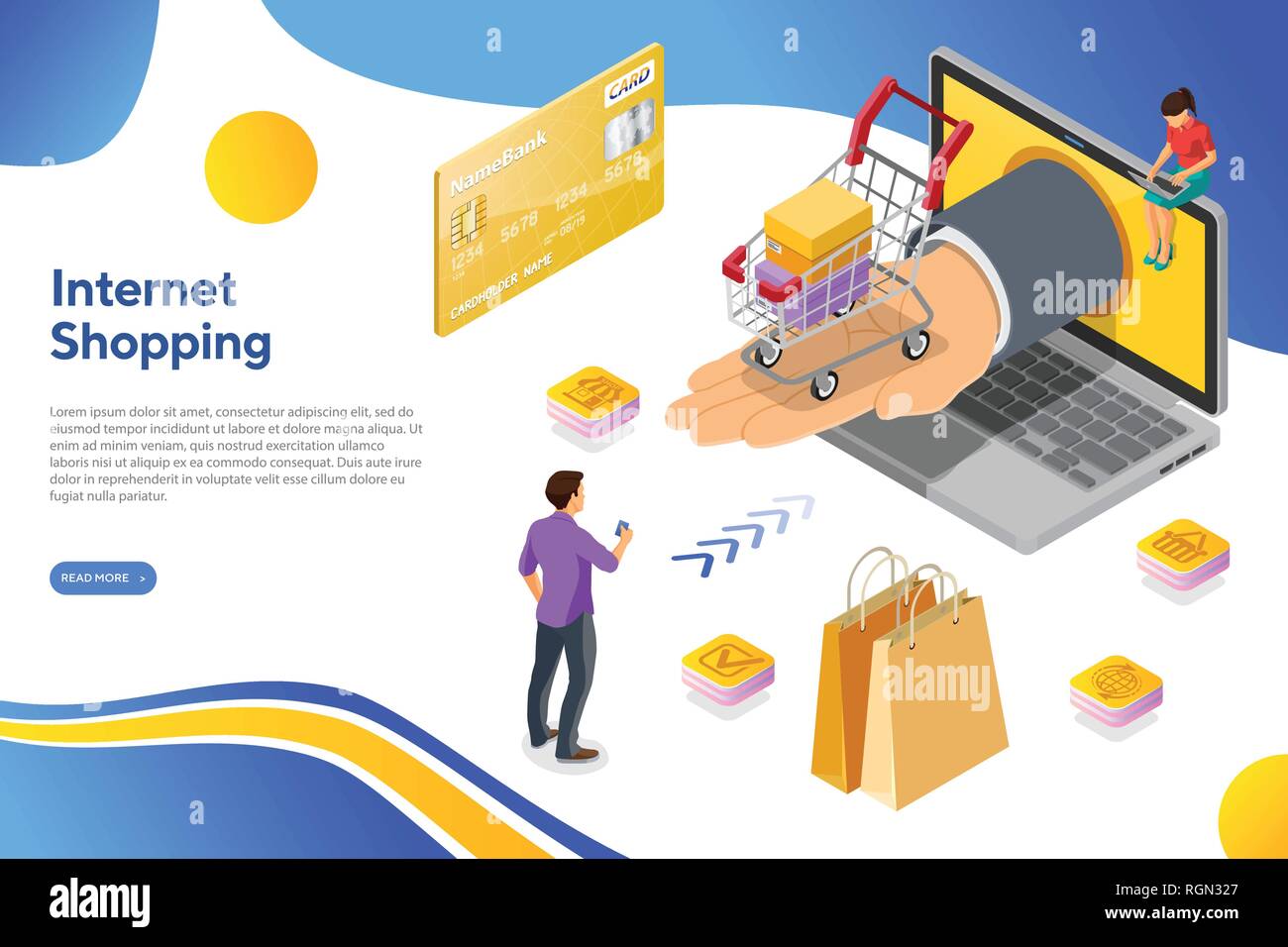 Internet Shopping Online Payments Isometric Concept Stock Vector Image ...