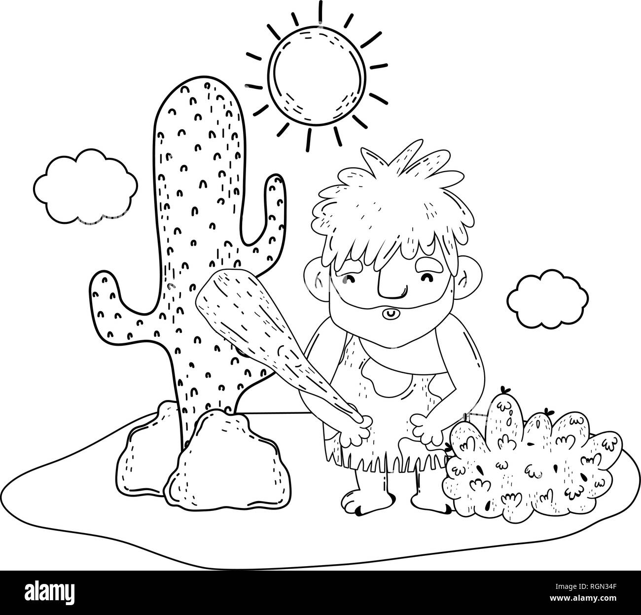 caveman comic in the landscape Stock Vector Image & Art - Alamy