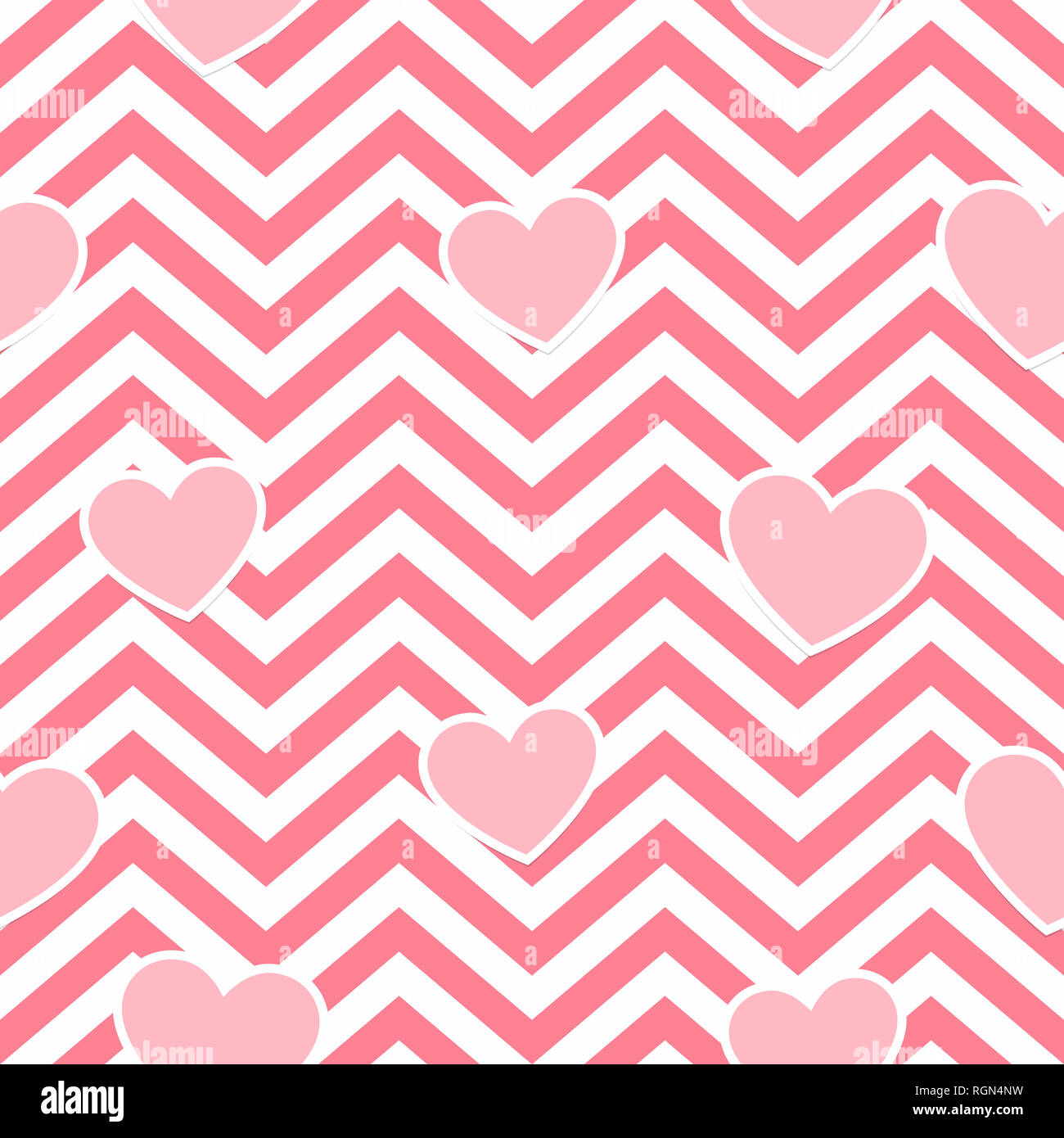 Valentine Day Pink Hearts Geometric Seamless Background , Pattern