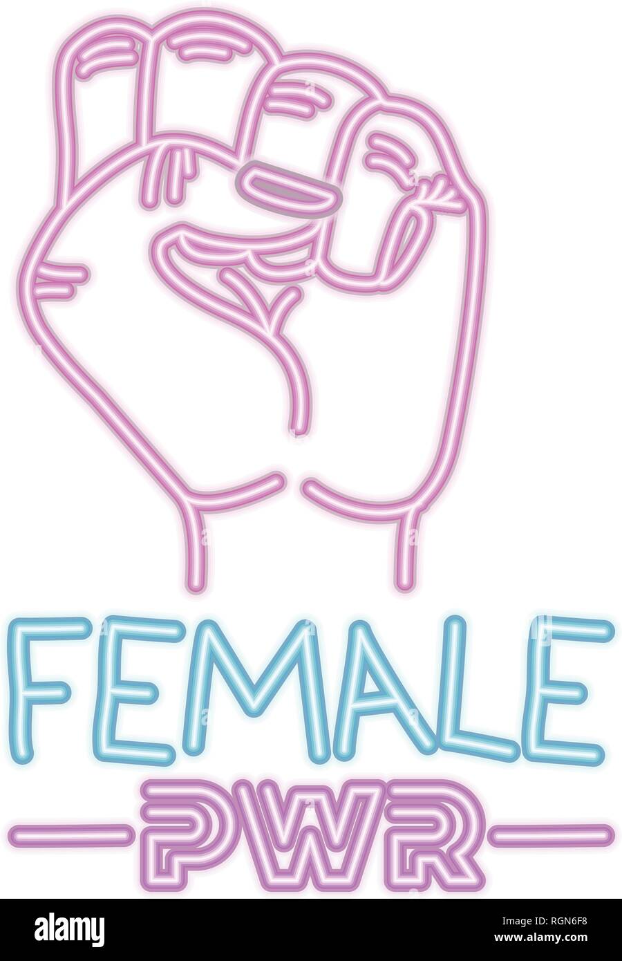 female power label with hand in fight signal icons Stock Vector Image ...