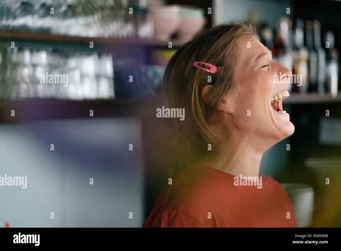 Profile laughing women hi-res stock photography and images - Alamy