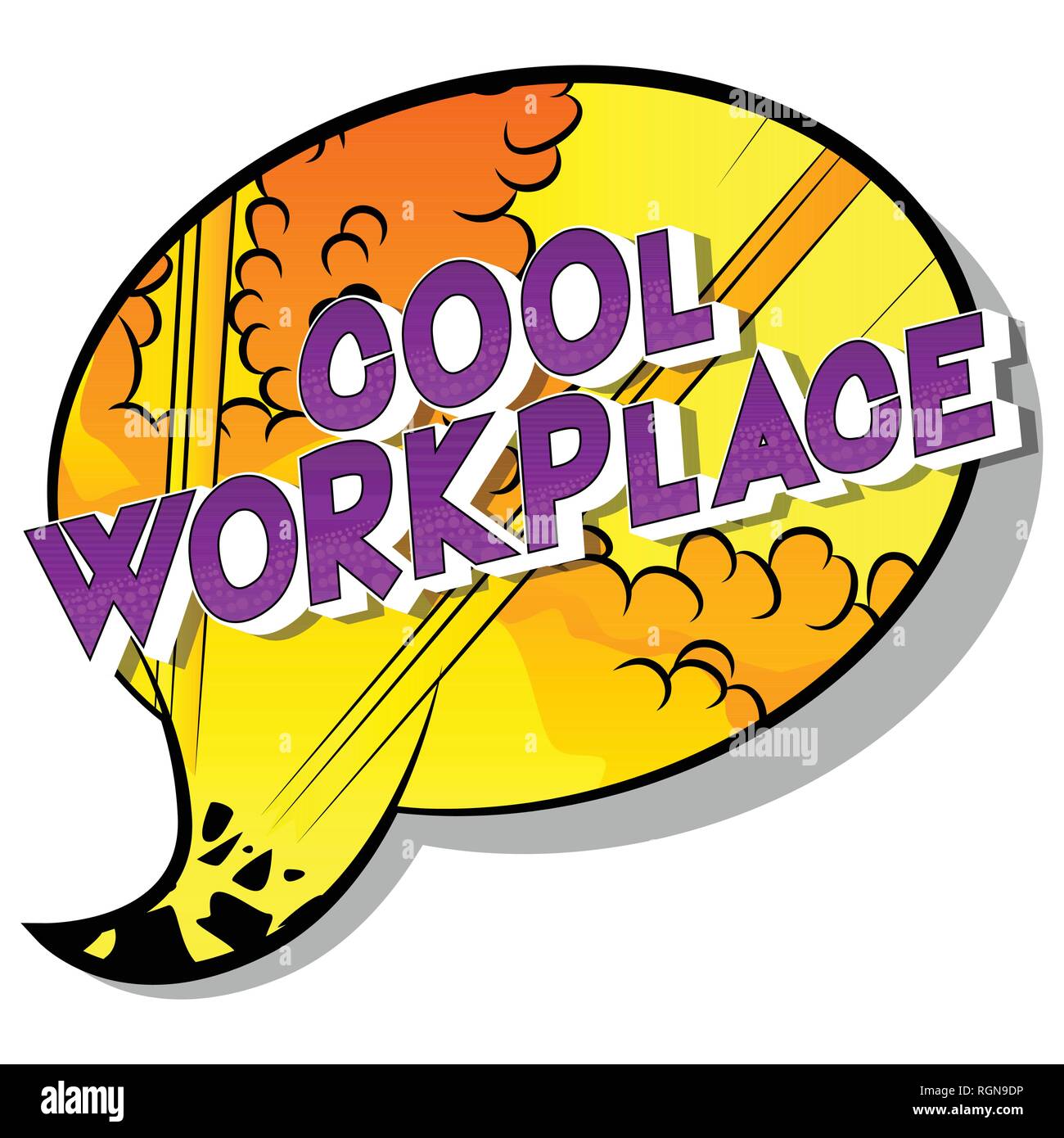 Cool Workplace - Vector illustrated comic book style phrase on abstract ...