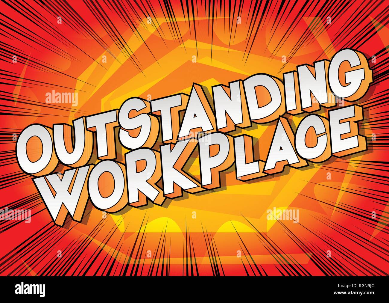Outstanding Workplace - Vector illustrated comic book style phrase on ...