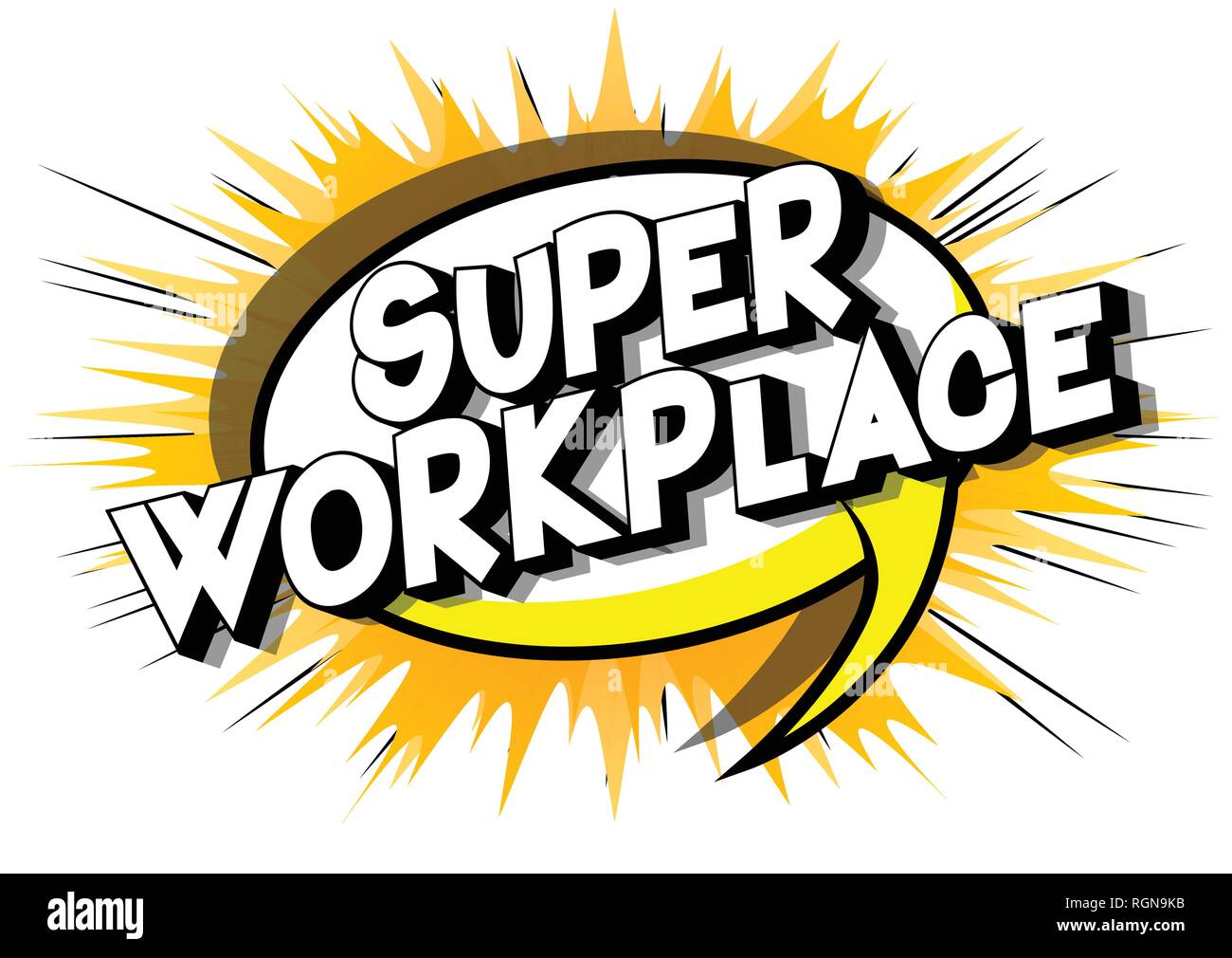Super Workplace - Vector illustrated comic book style phrase on ...