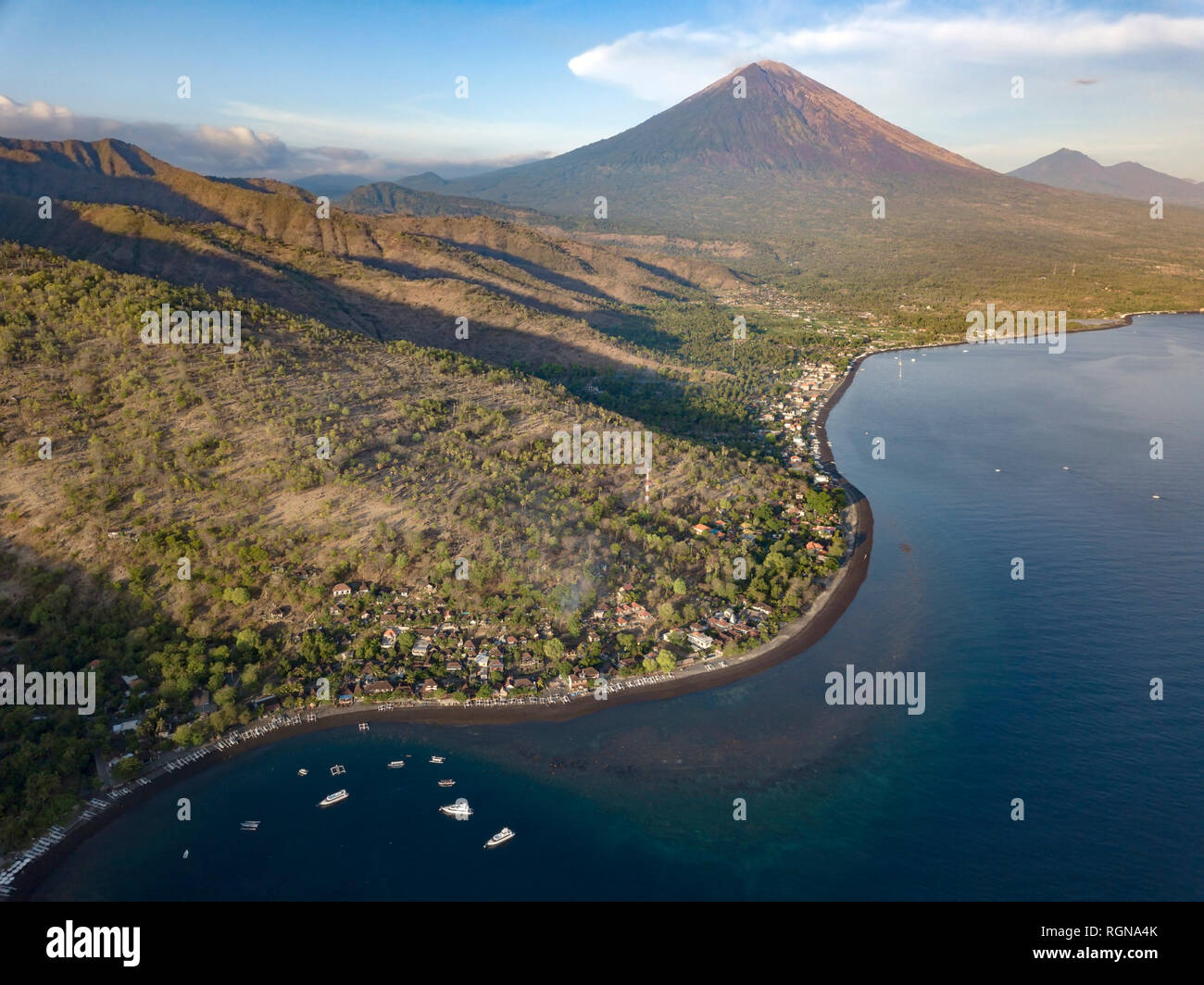 Aerial jemeluk beach volcano agung hi-res stock photography and images ...