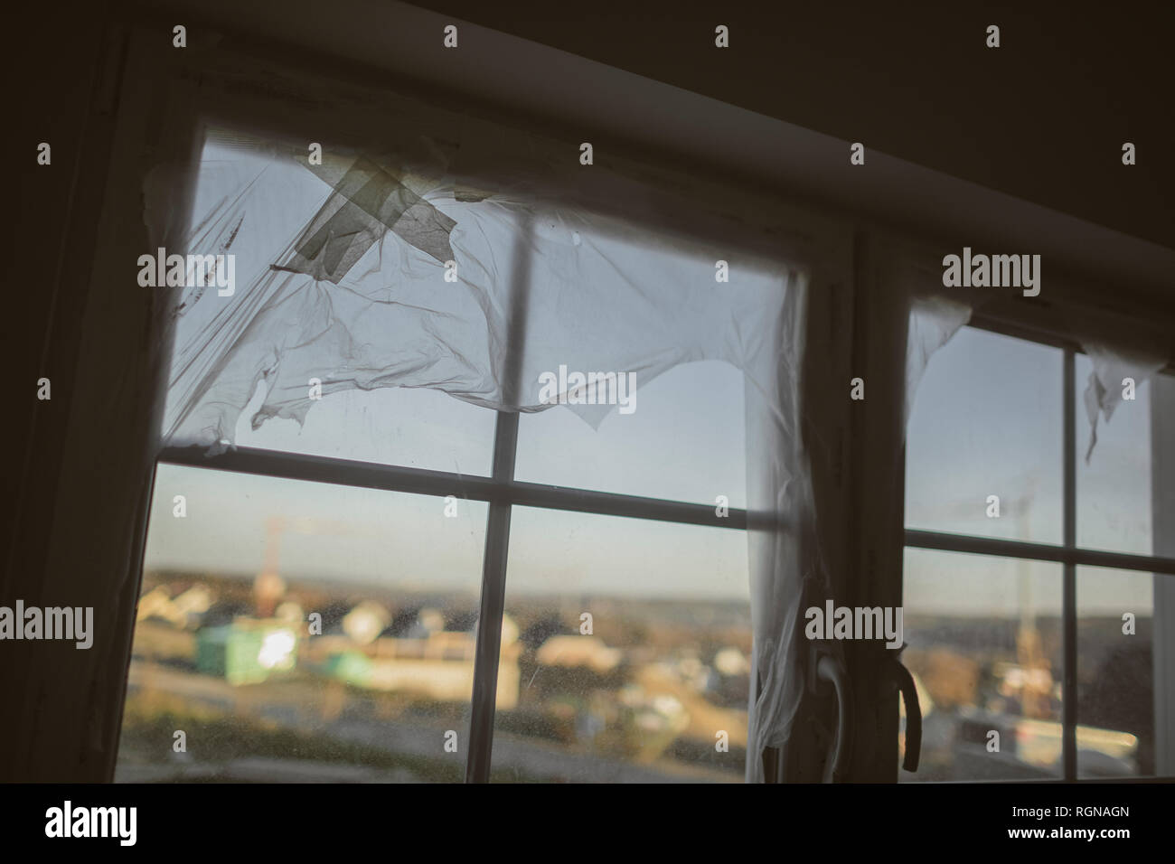 Plastic foil on window Stock Photo - Alamy