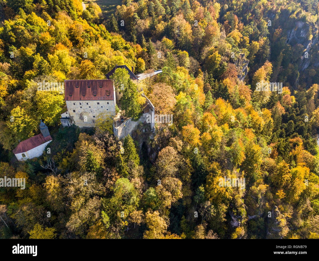 Germany, Bavaria, Franconian Switzerland, Rabenstein Castle in the ...