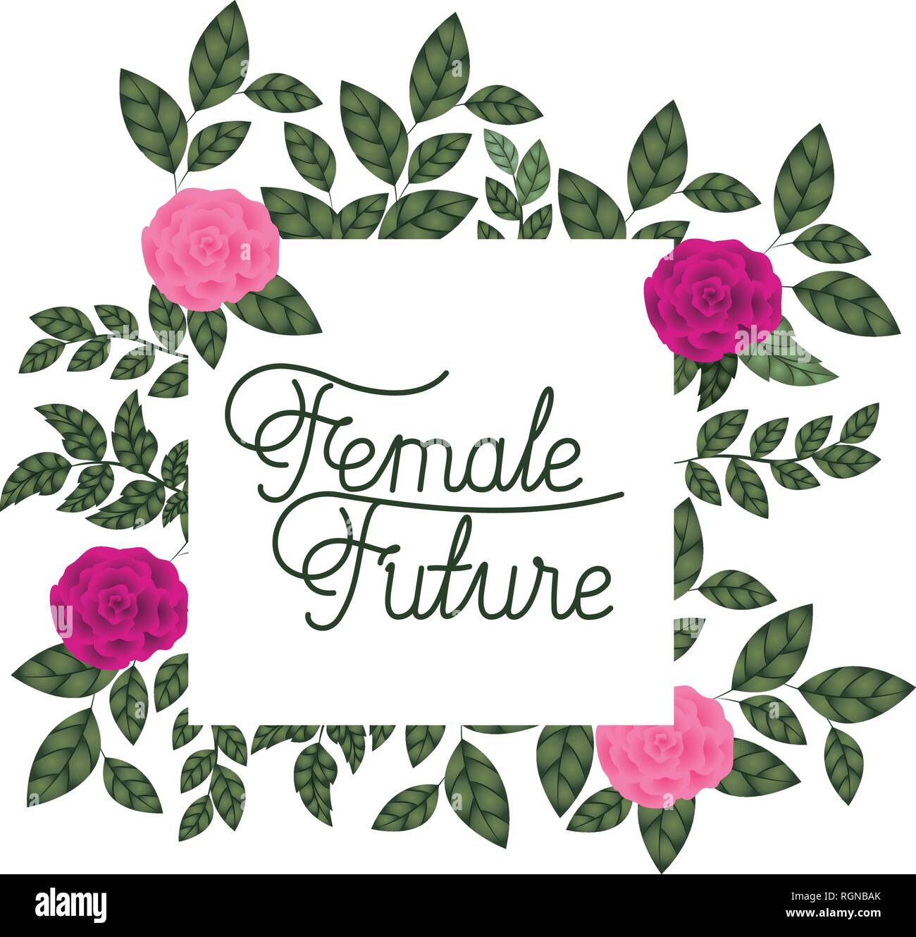 female future label with roses frame icons Stock Vector Image & Art - Alamy