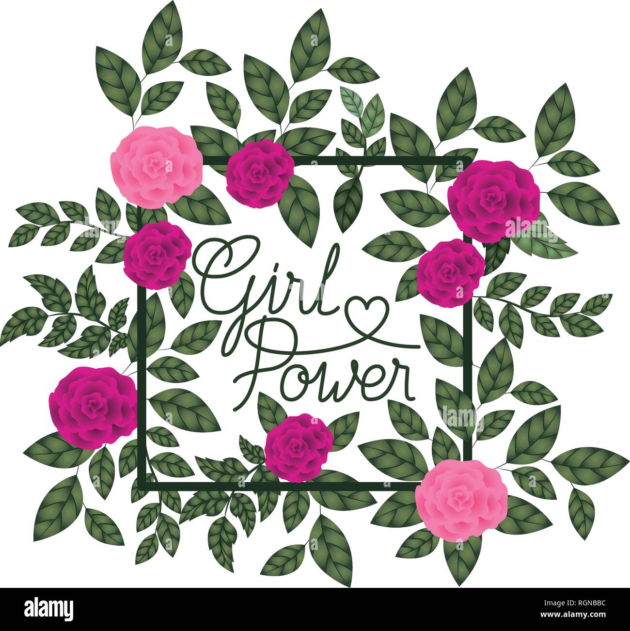 girl power label with roses frame icons Stock Vector Image & Art - Alamy