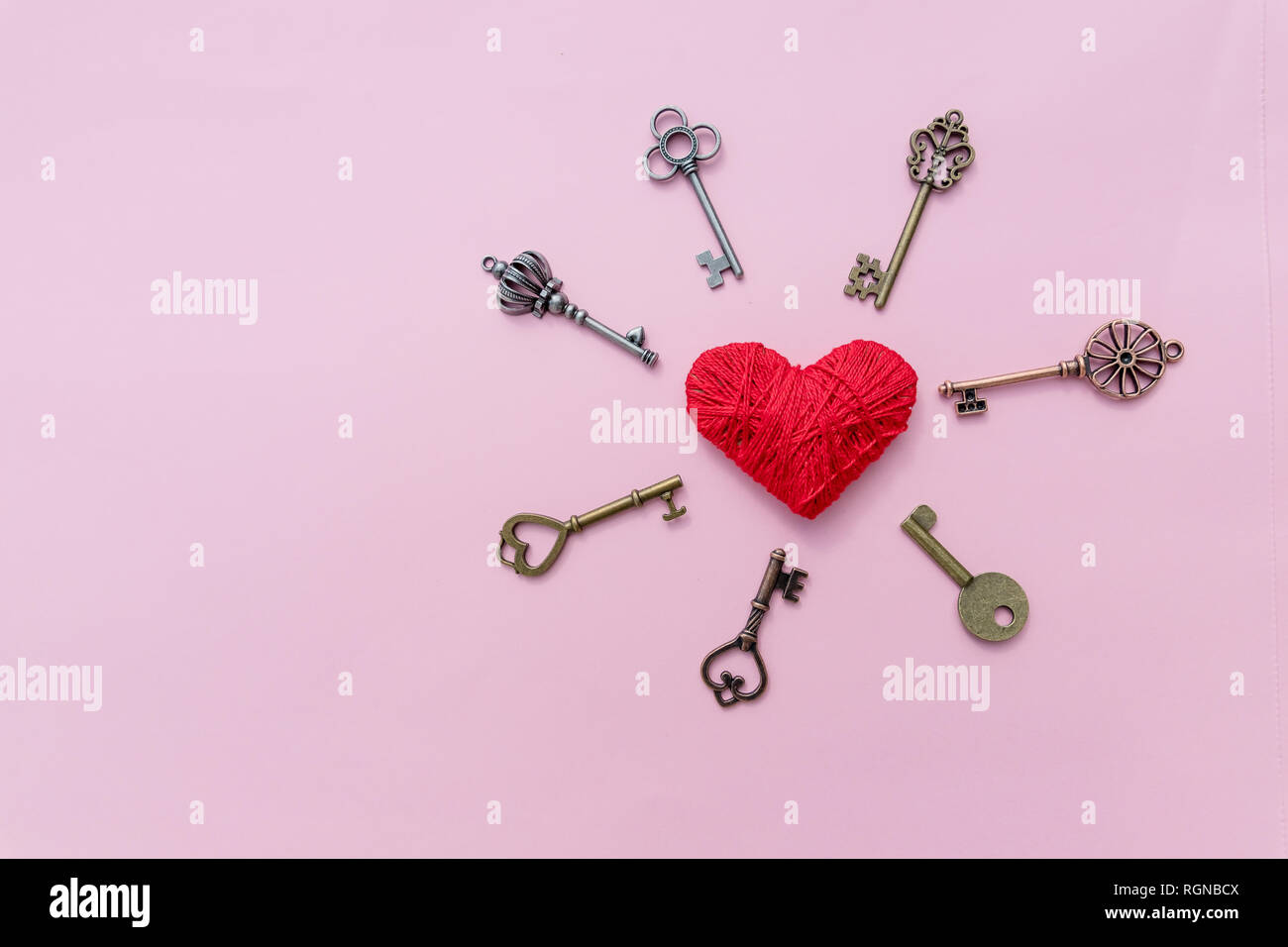 keys with red heart for February 14th .calendar with hearts and key ...