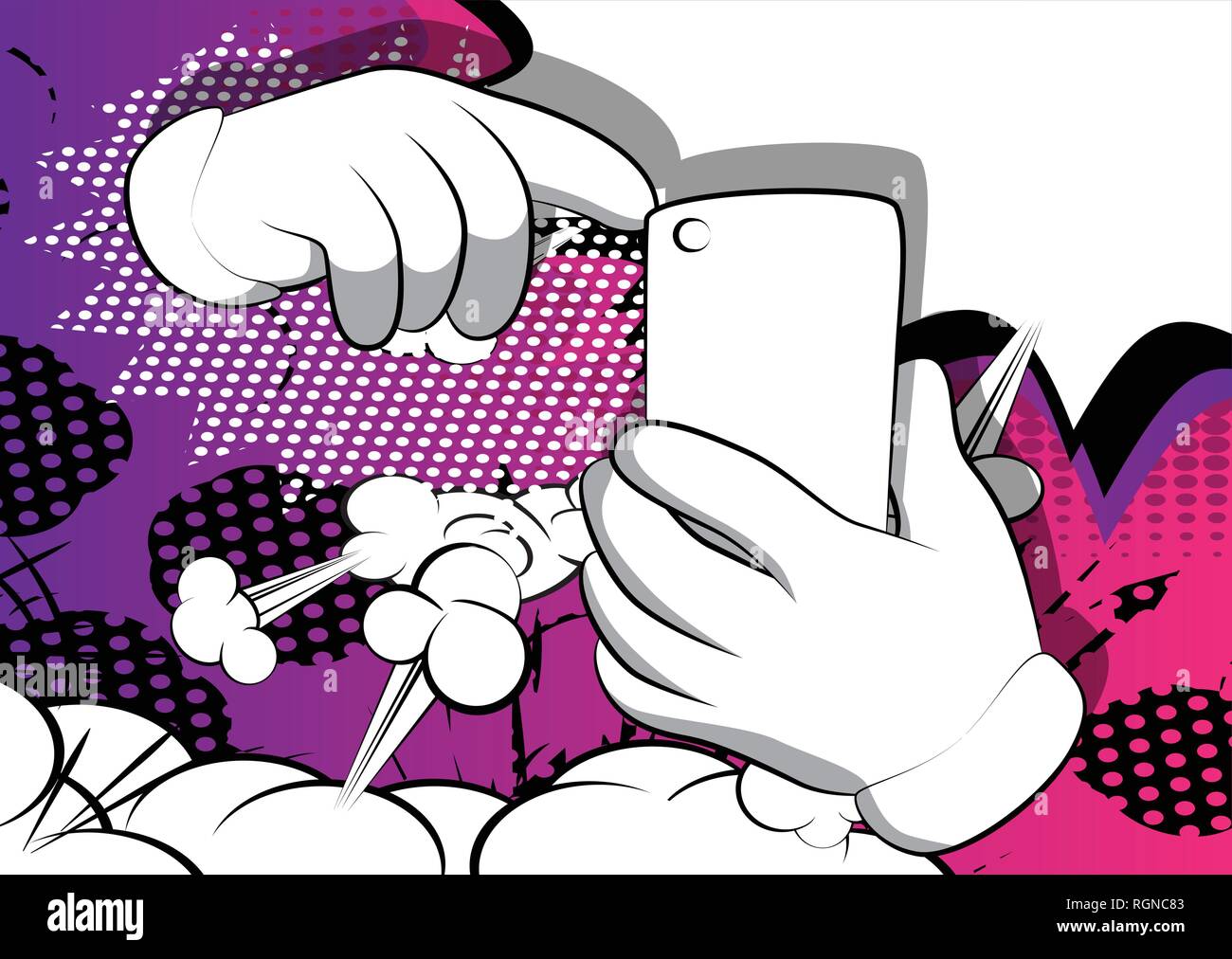 Vector cartoon hands using a mobile phone. Illustrated hand expression ...