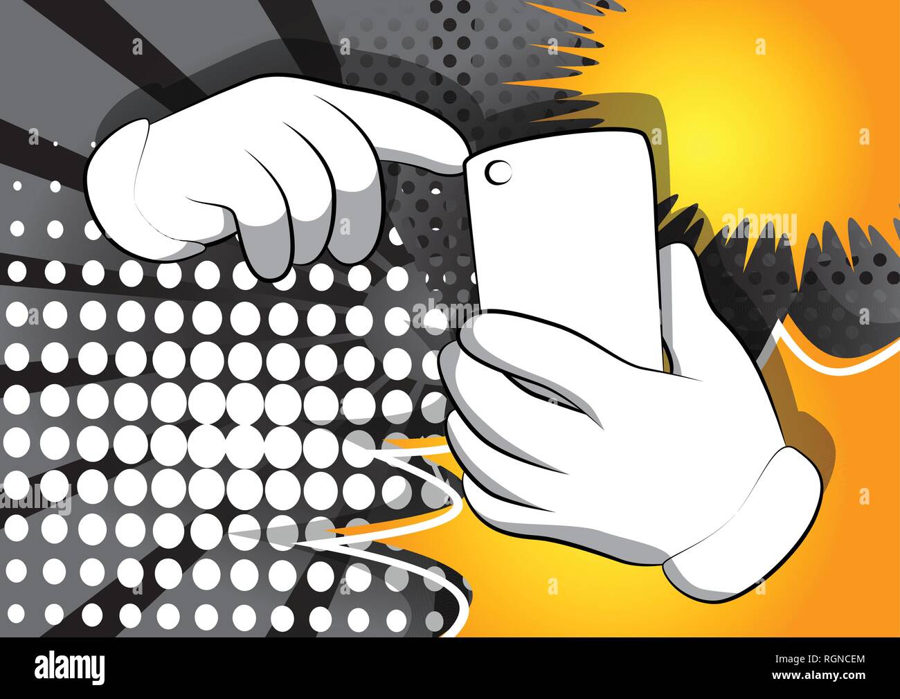 Vector cartoon hands using a mobile phone. Illustrated hand expression ...