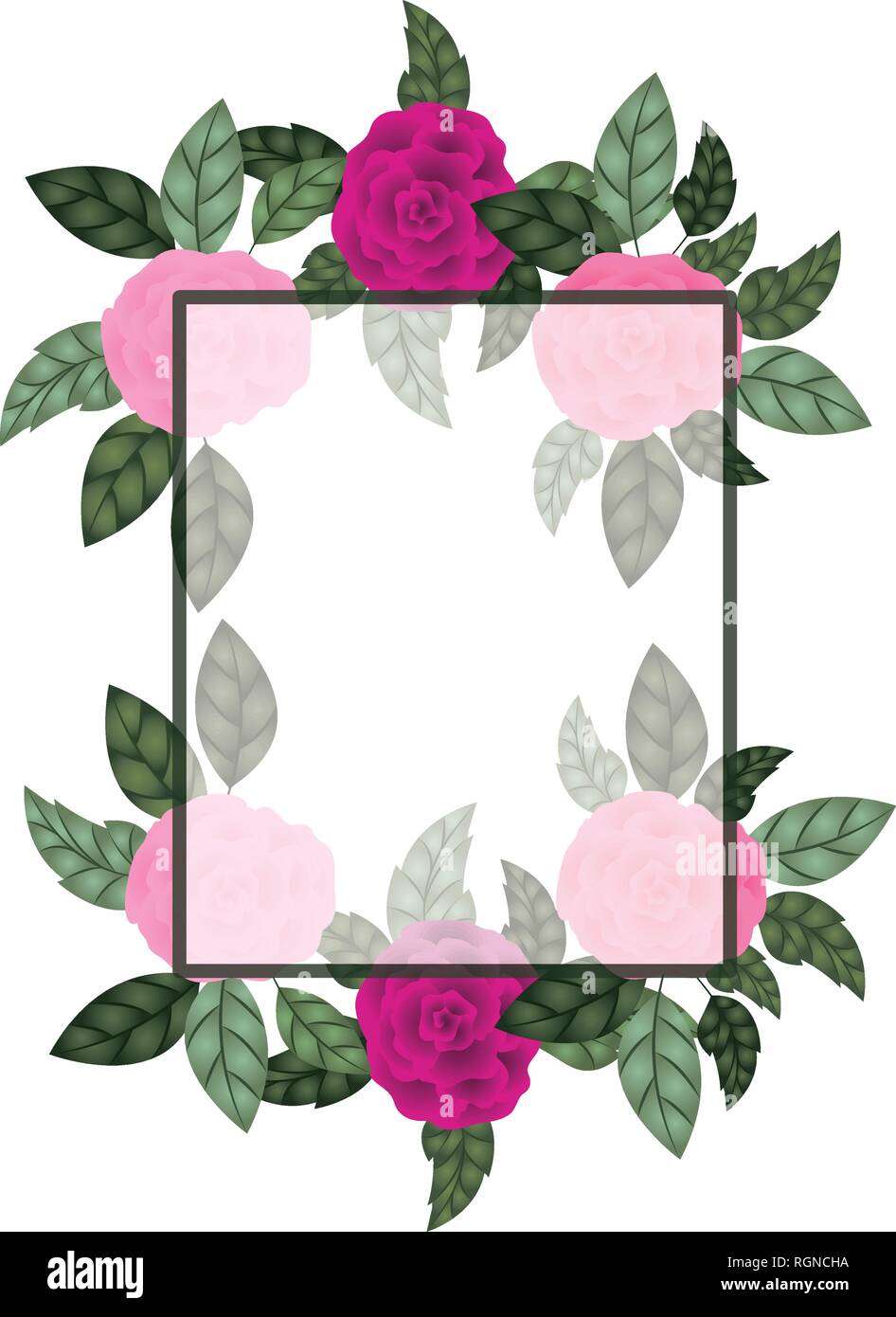 frame with rose isolated icon Stock Vector Image & Art - Alamy