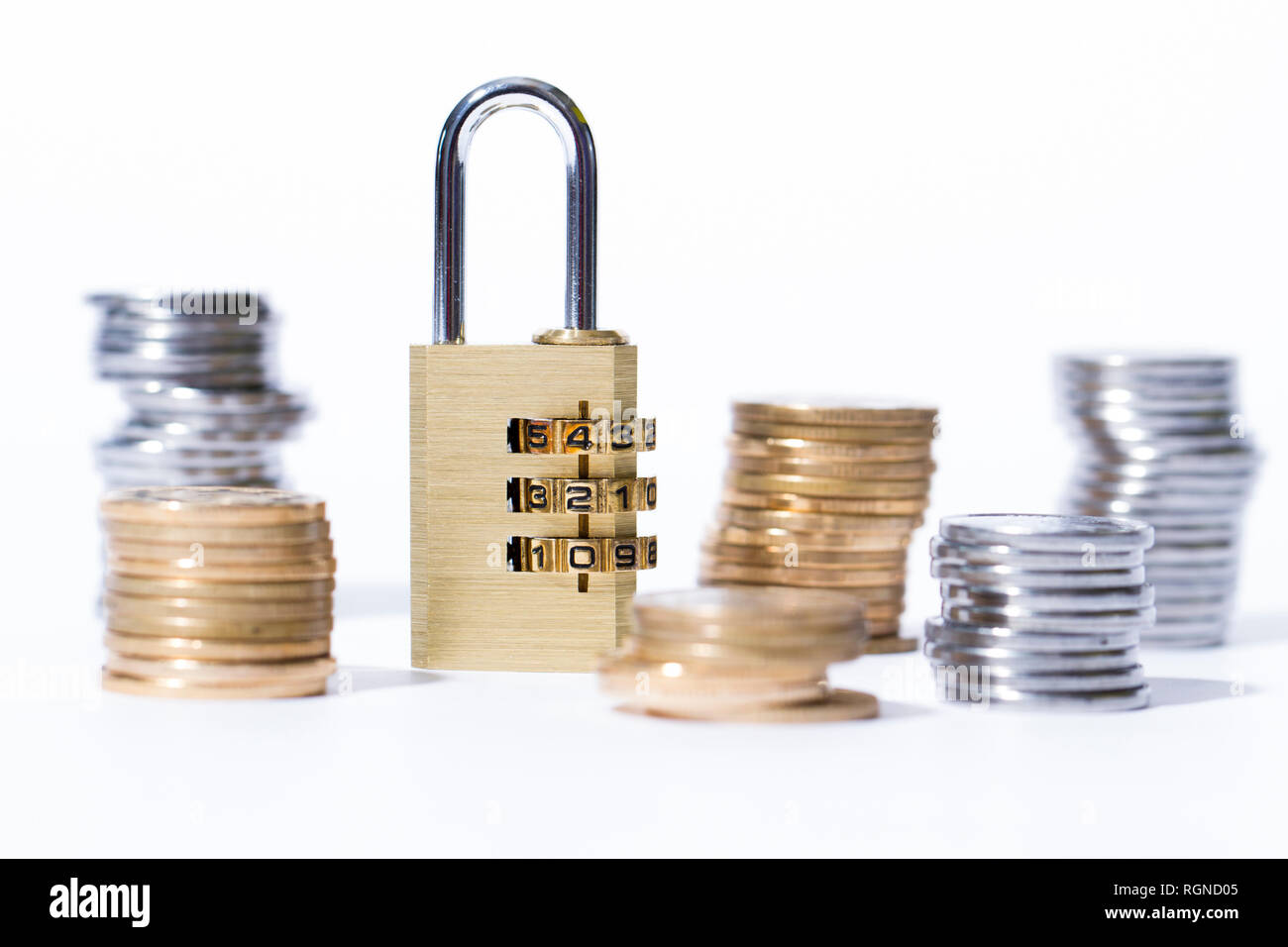 Money and lock, financial and economic security and protection Stock ...