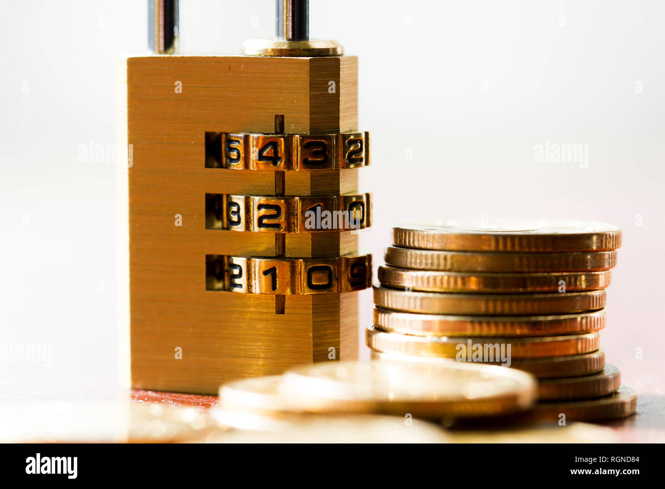 Money and lock, financial and economic security and protection Stock ...