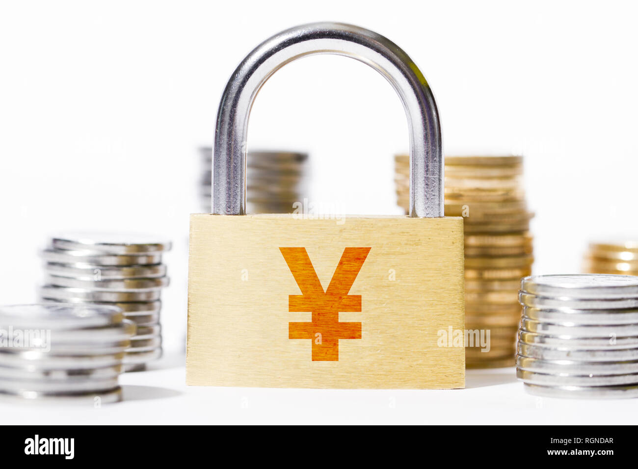 Money and RMB lock, economic security and protection Stock Photo - Alamy