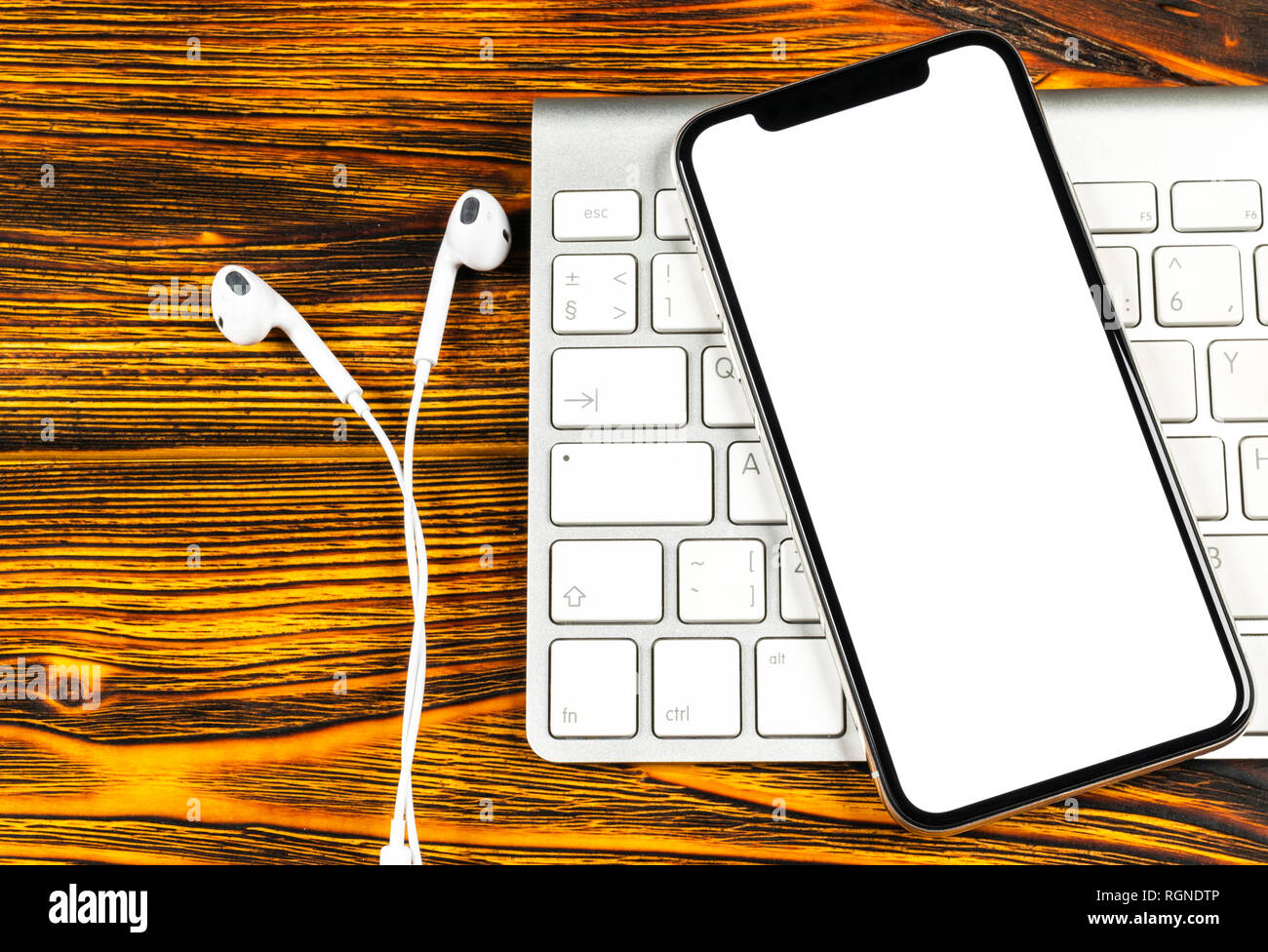 Smartphone with blank screen mock up. Smartphone isolated screen ...