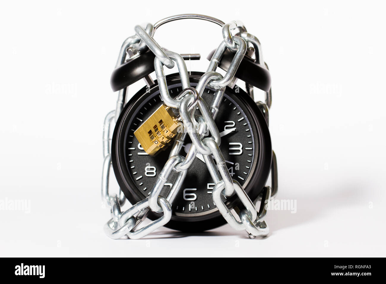 Lock and alarm clock, safety protection Stock Photo - Alamy