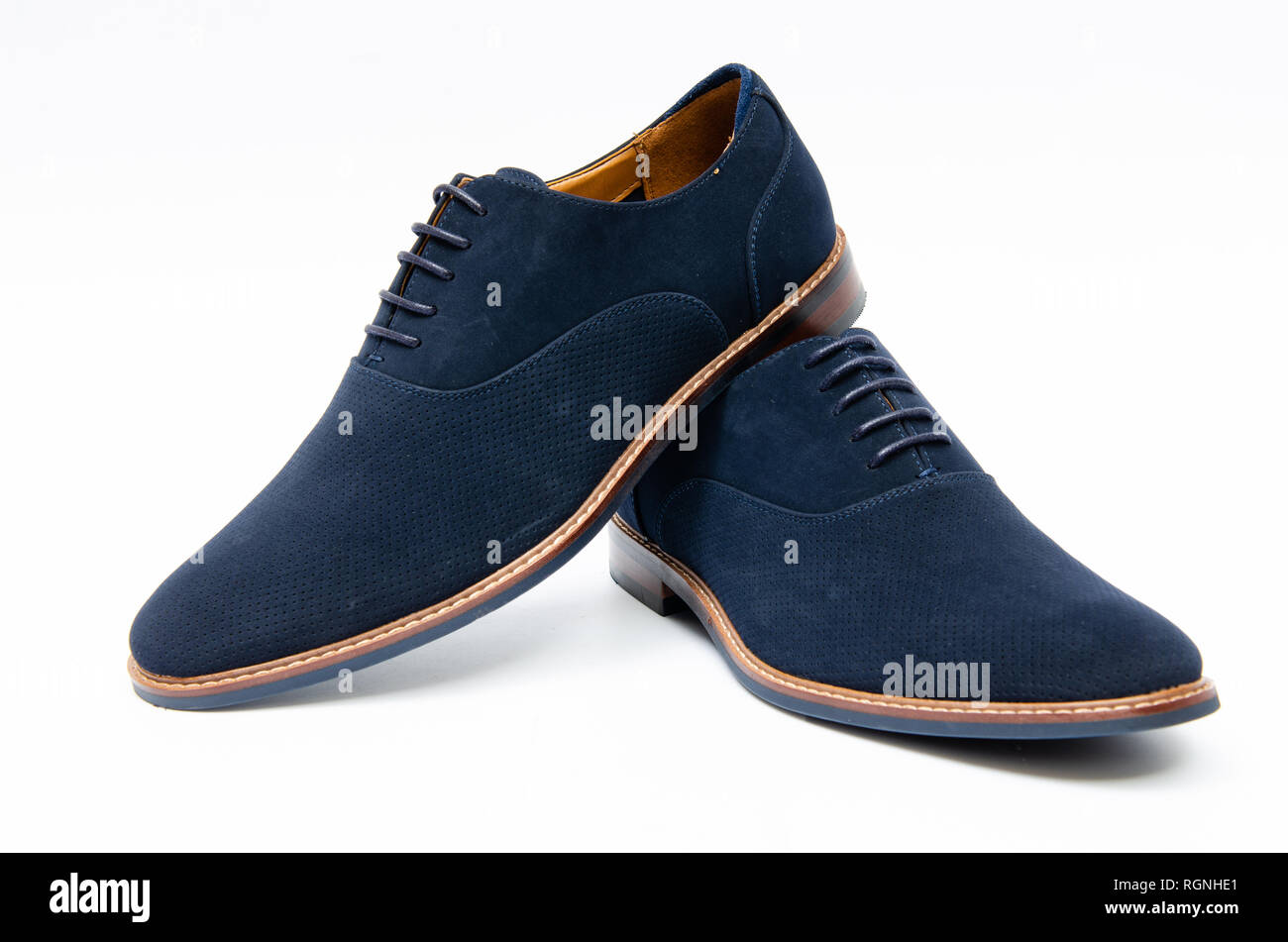Blue suede shoes isolated on white background Stock Photo - Alamy