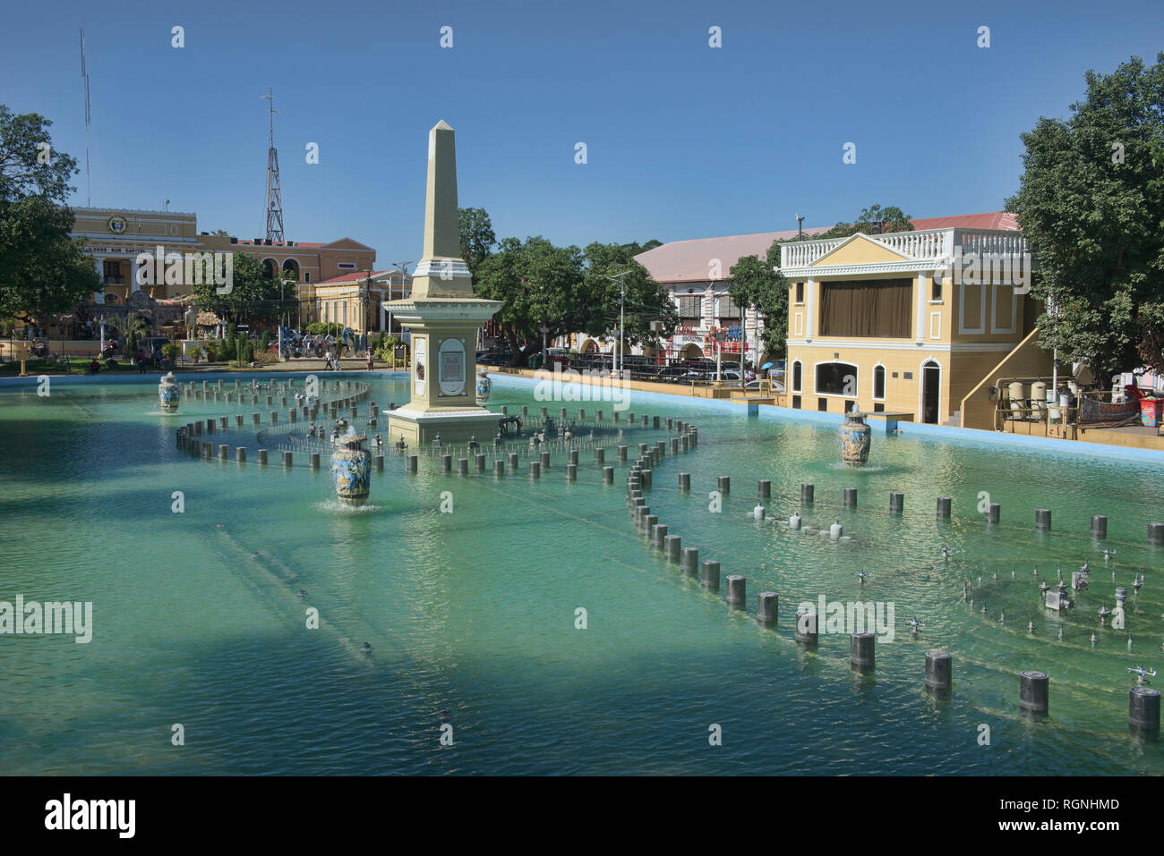 Fountain at Plaza Salcedo, Vigan, Ilocos Sur, Philippines Stock Photo ...