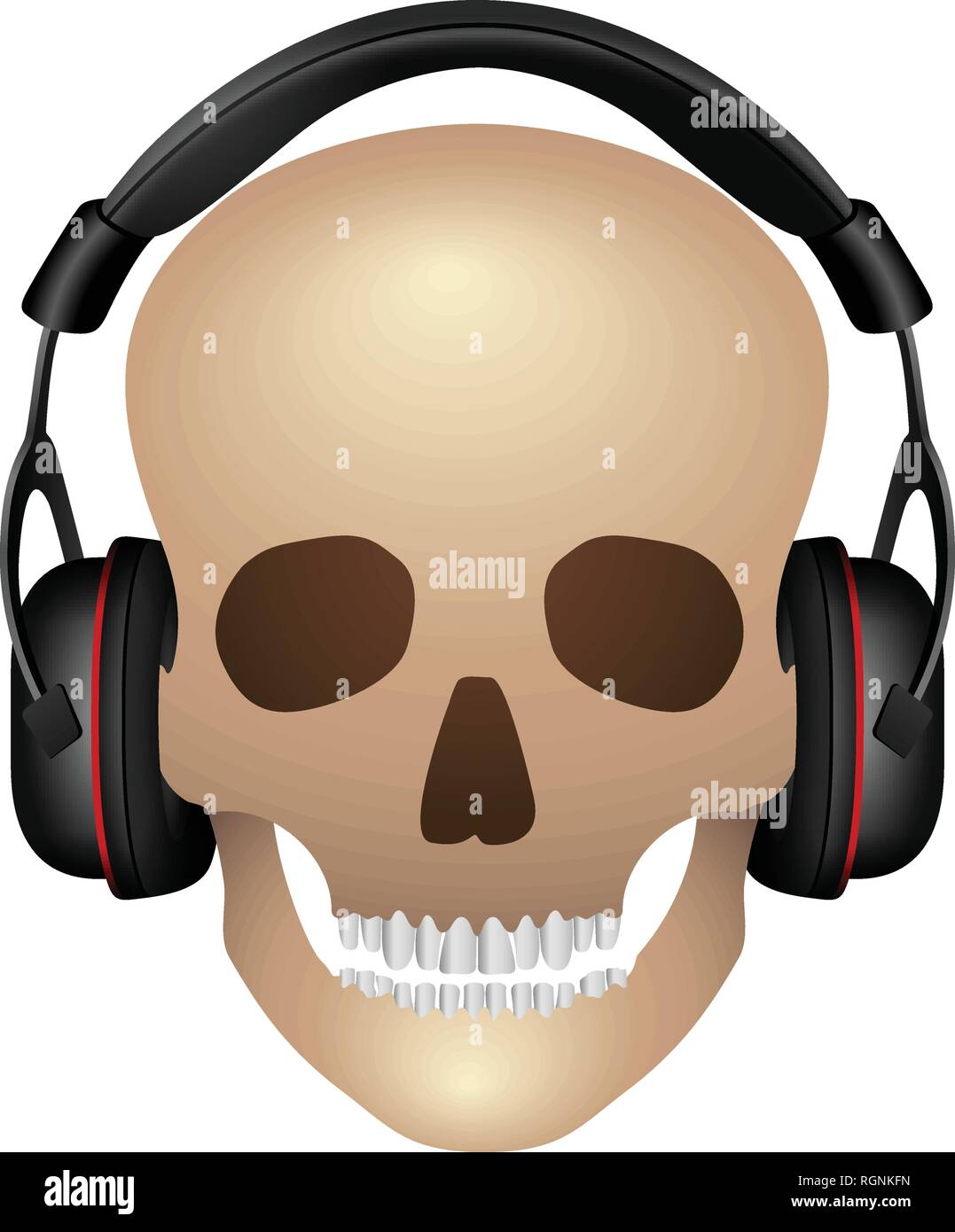 Skull with headphone on a white background. Vector illustration Stock ...