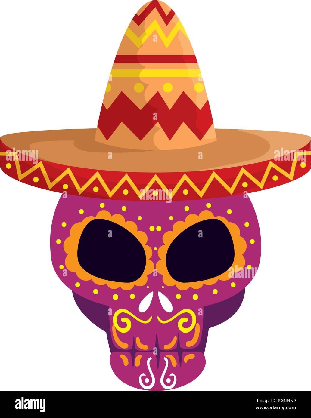 death day mask with mariachi hat Stock Vector Image & Art - Alamy