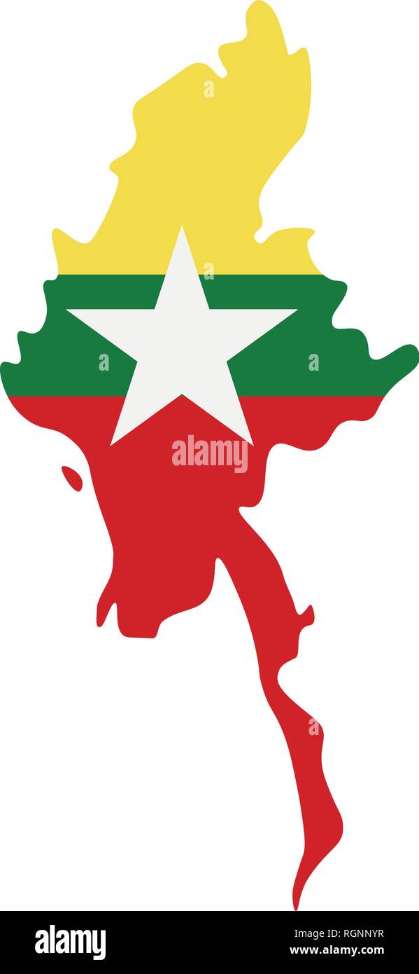 Map of Myanmar with flag inside. Myanmar map vector illustration Stock ...