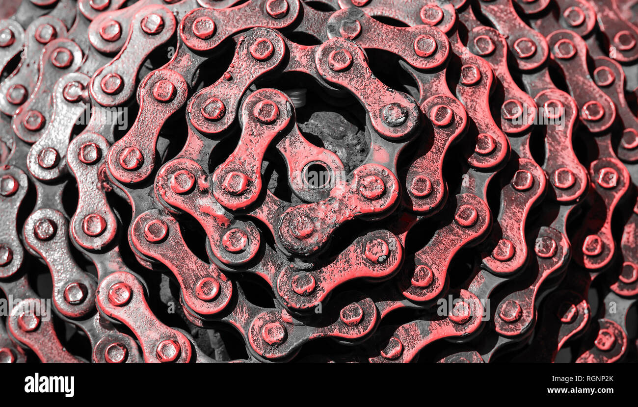Modern abstract industrial pattern of welded bicycle chains. Steampunk ...