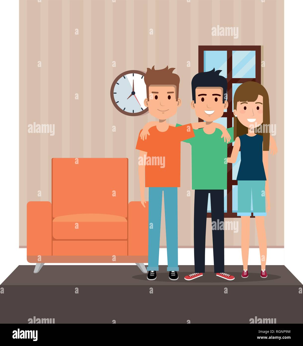 group of people in the livingroom Stock Vector Image & Art - Alamy