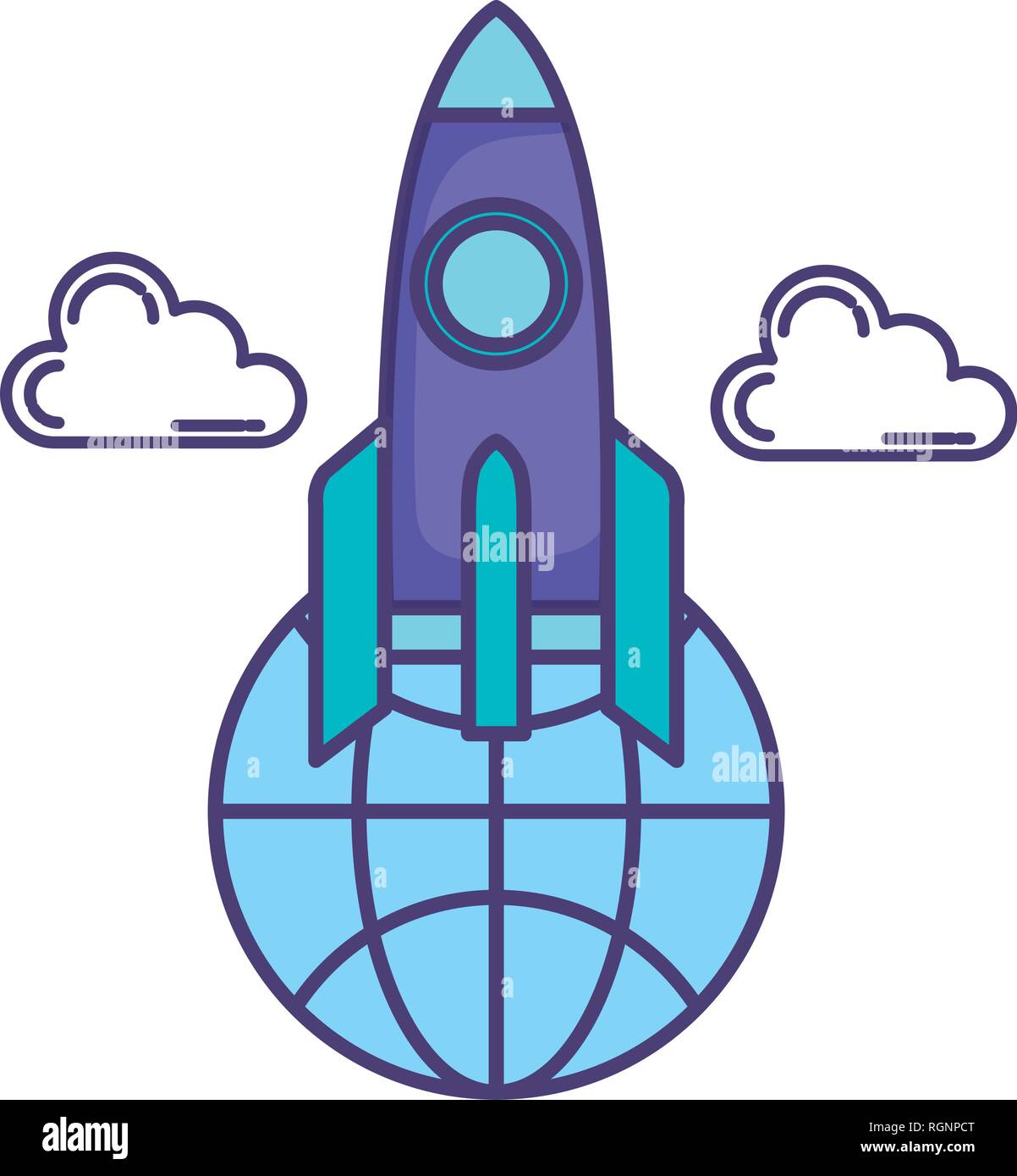 rocket launcher with sphere planet Stock Vector Image & Art - Alamy