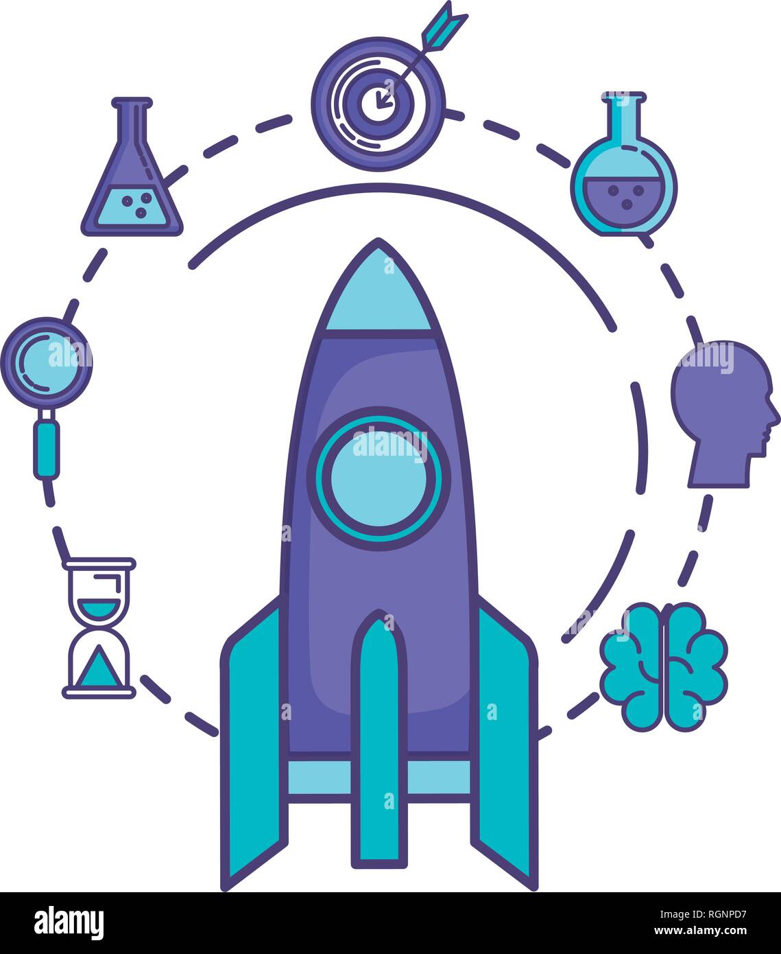 rocket launcher with business icons Stock Vector Image & Art - Alamy