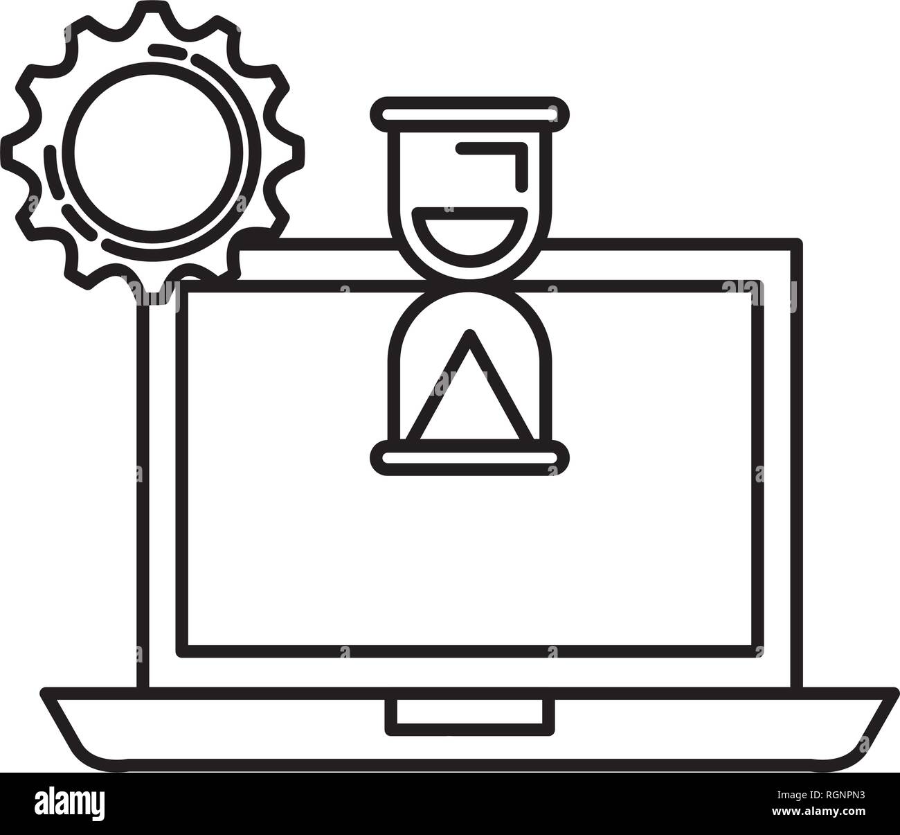 laptop computer with hourglass and gear Stock Vector Image & Art - Alamy