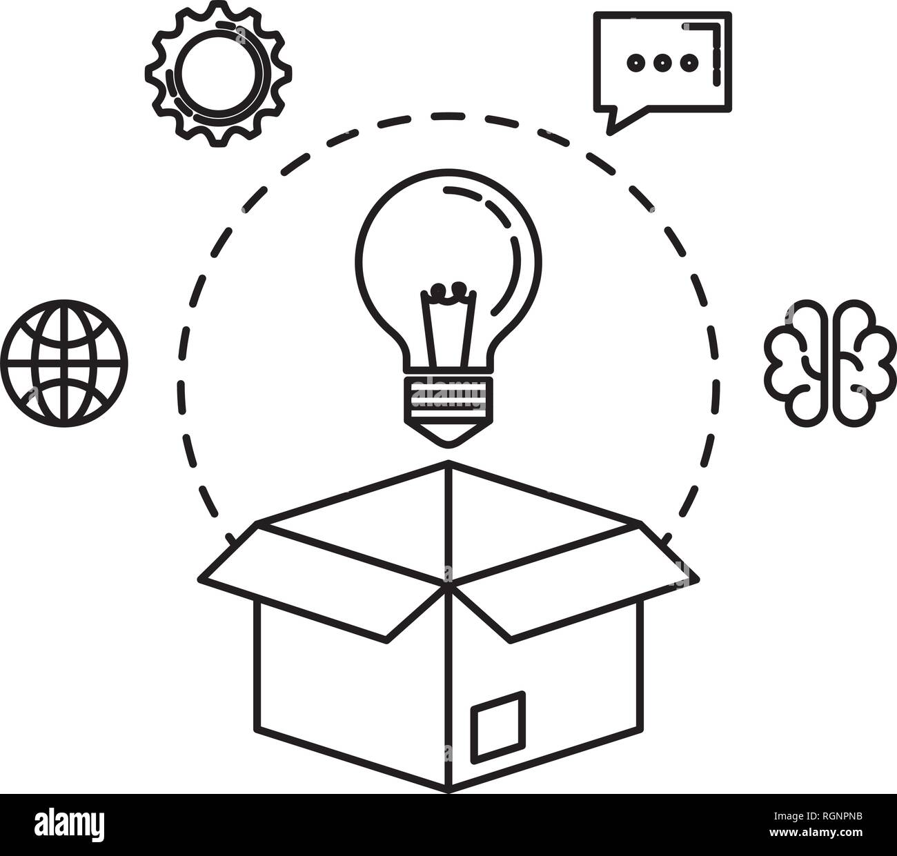 bulb light in box with business icons Stock Vector Image & Art - Alamy