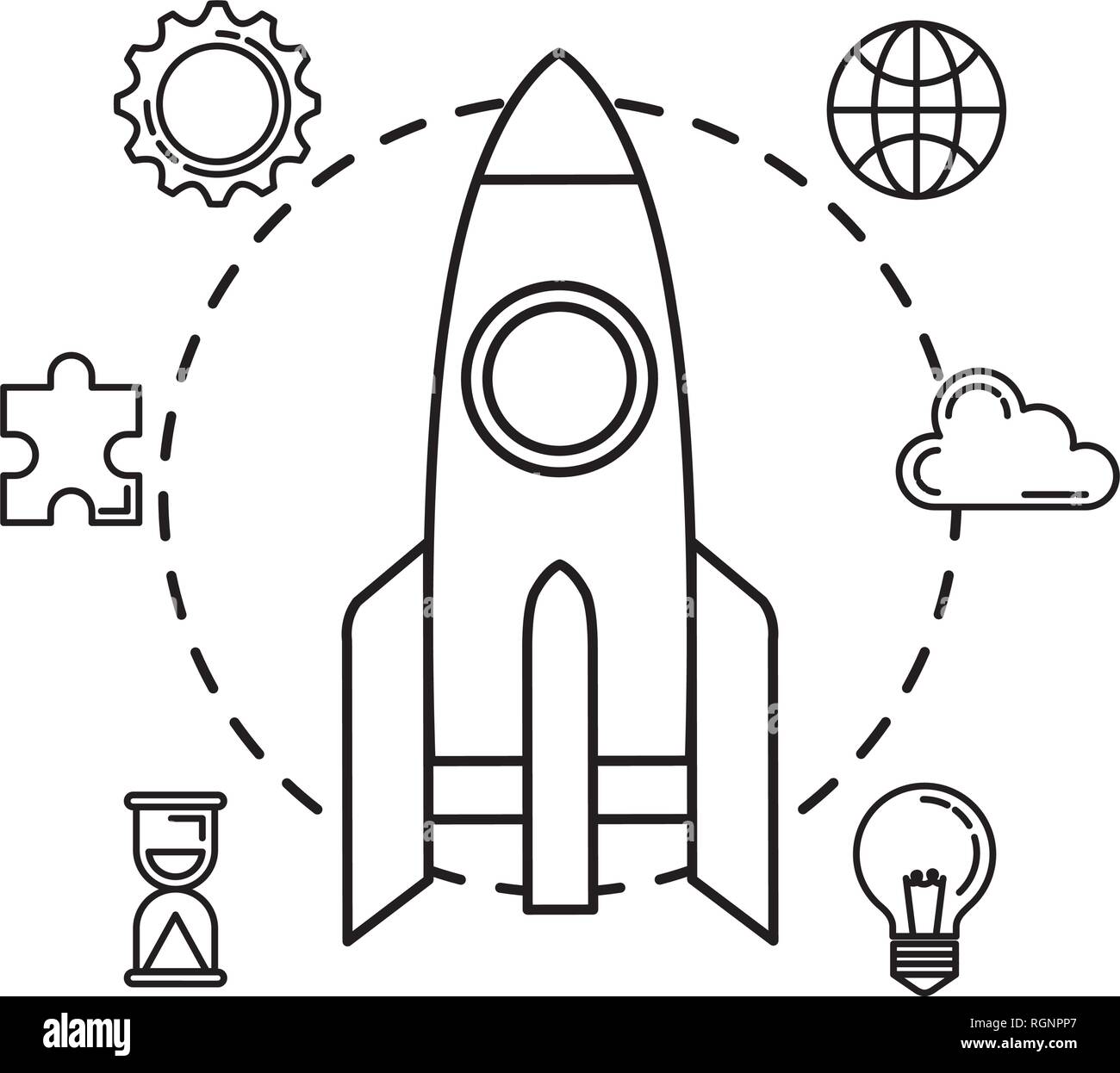 rocket launcher with set business icons Stock Vector Image & Art - Alamy
