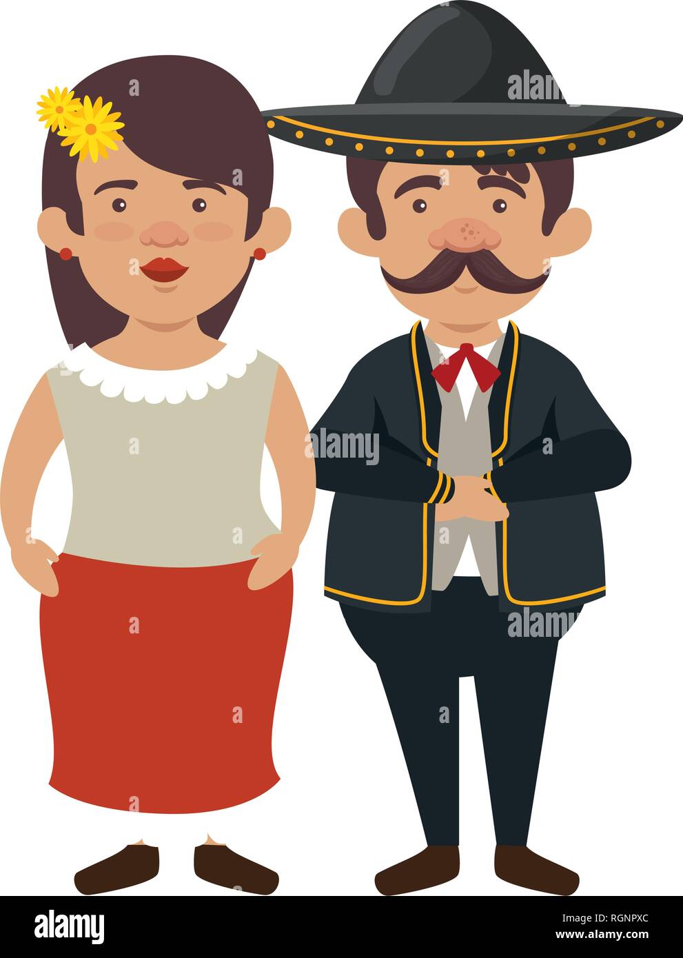 traditional mexican woman with mariachi characters Stock Vector Image ...