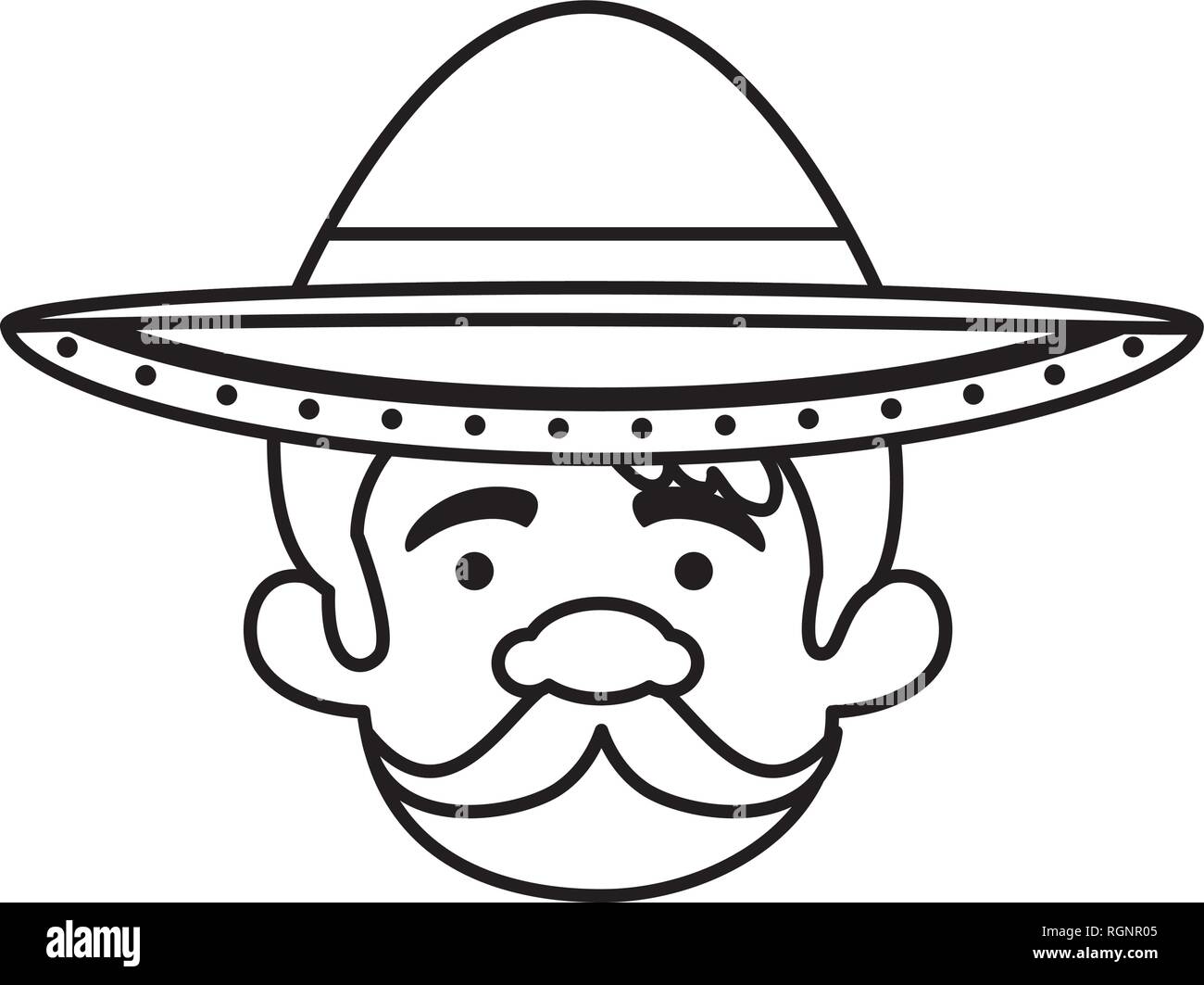 traditional mexican man head with hat Stock Vector Image & Art - Alamy