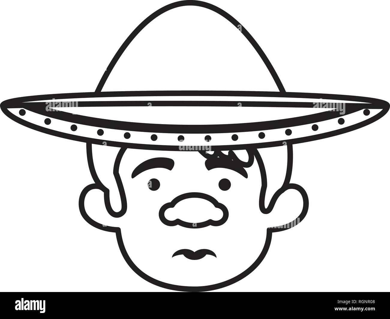 traditional mexican man head with hat Stock Vector Image & Art - Alamy