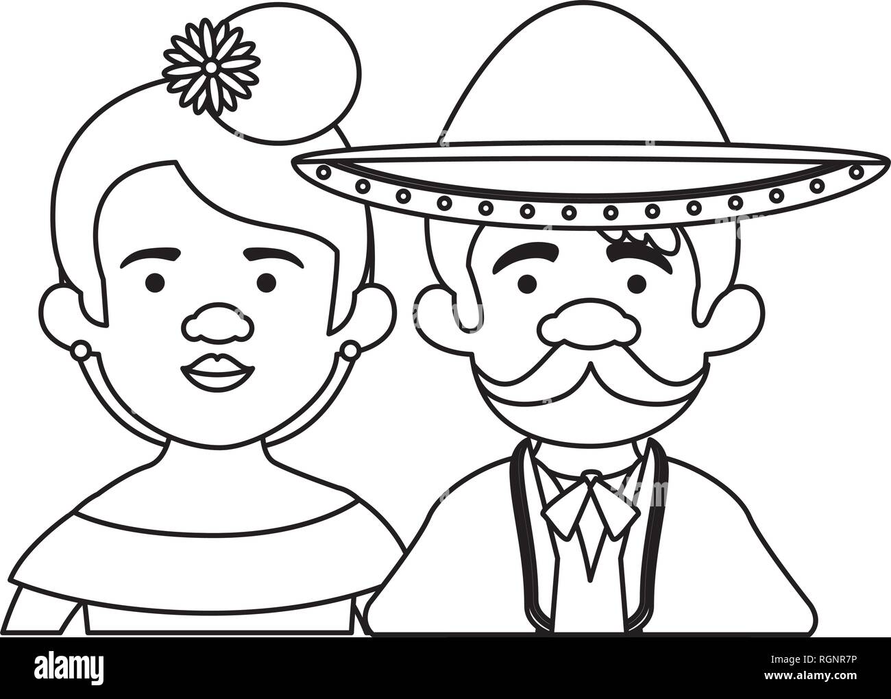 traditional mexican woman with mariachi characters Stock Vector Image ...