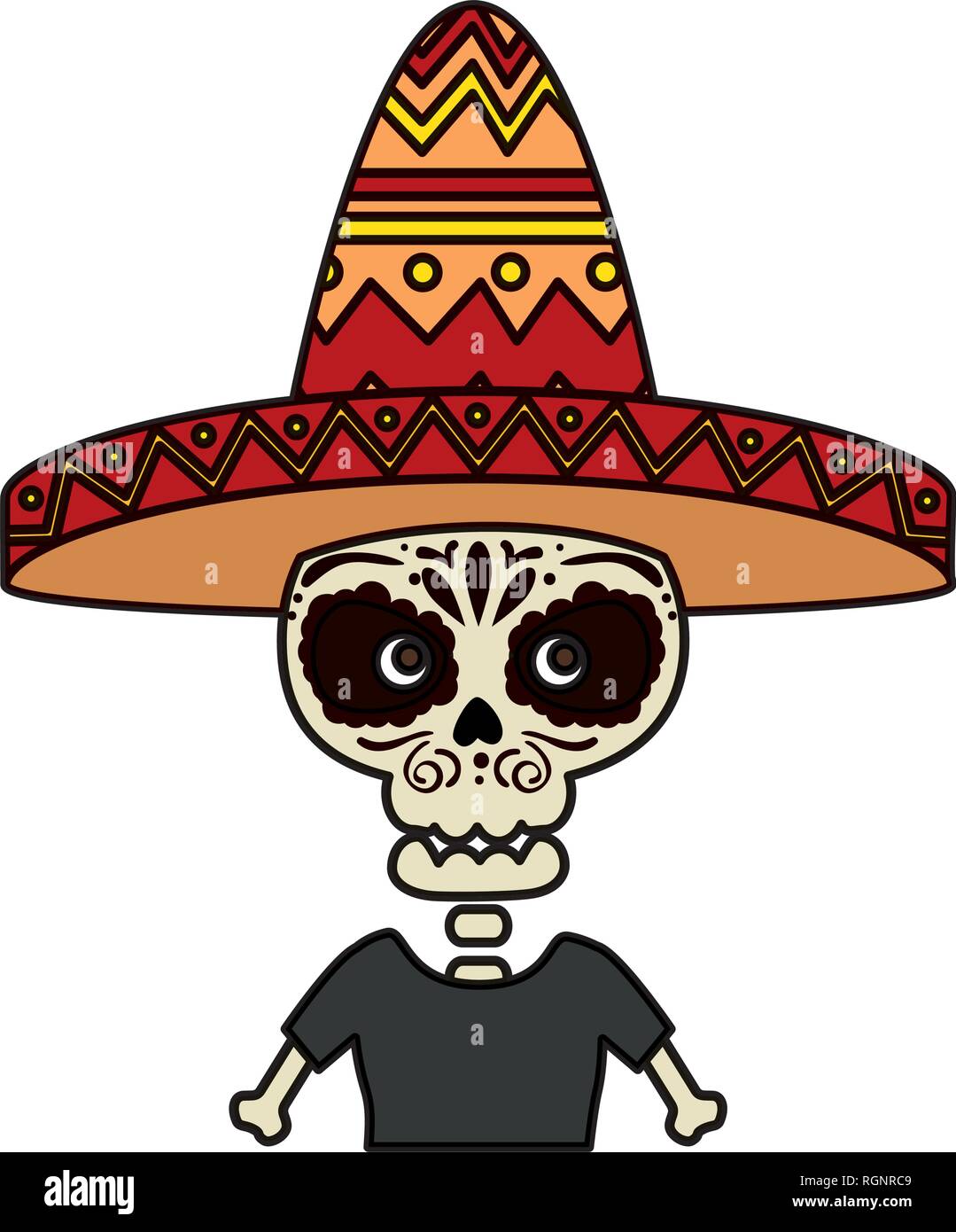 skeleton mexican with hat Stock Vector Image & Art - Alamy