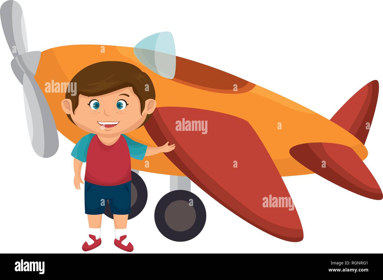 Vector Illustration Little Cartoon Airplane High Resolution Stock ...