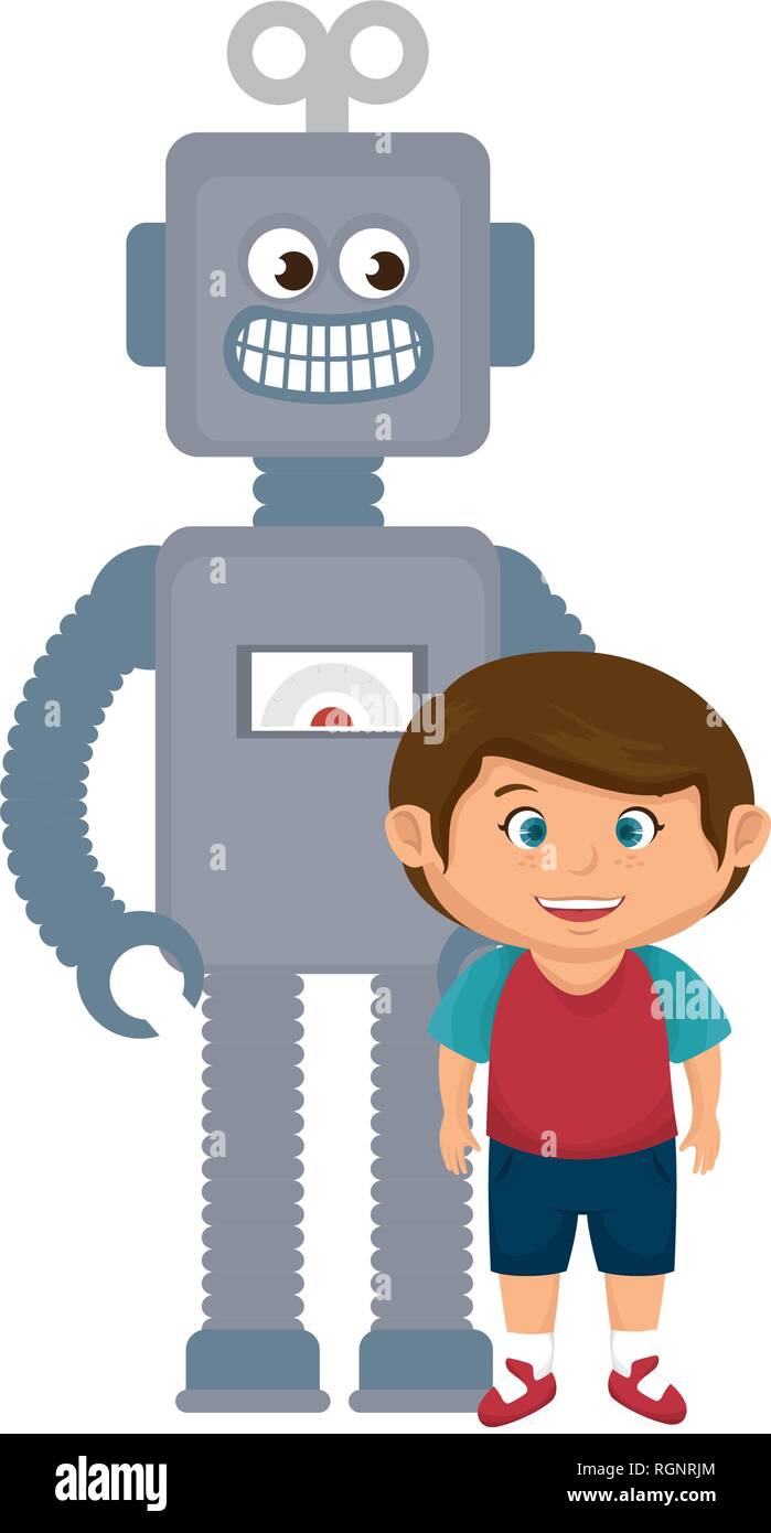 little boy with robot toy Stock Vector Image & Art - Alamy