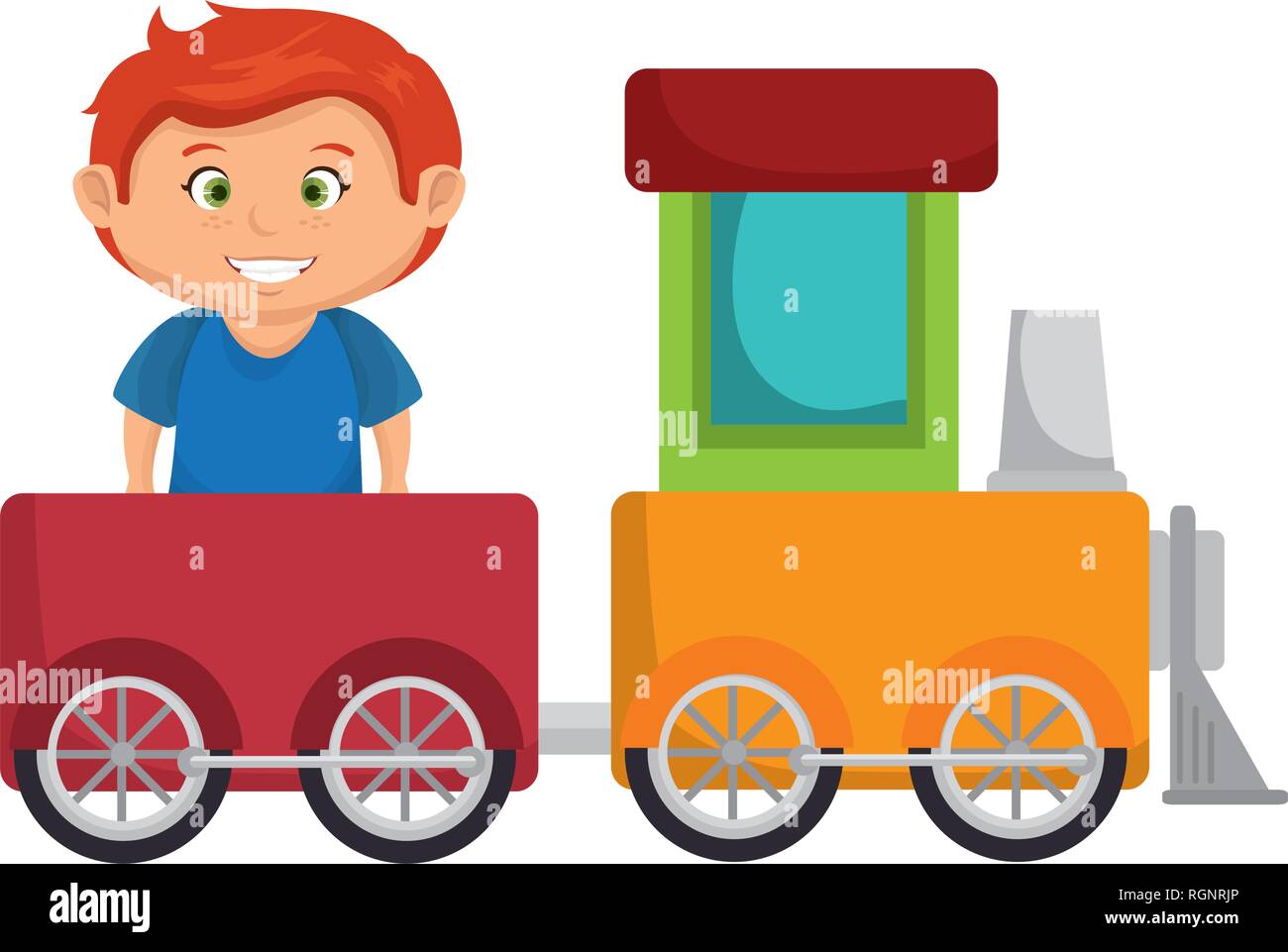 little boy with train toy Stock Vector Image & Art - Alamy