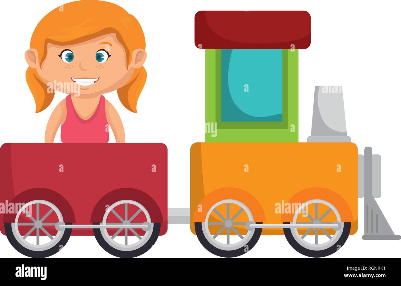 little girl with train Stock Vector Image & Art - Alamy