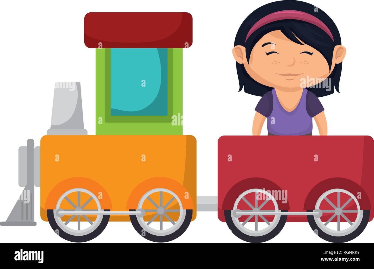 little girl with train Stock Vector Image & Art - Alamy