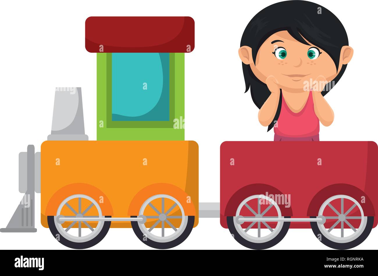 little girl with train Stock Vector Image & Art - Alamy