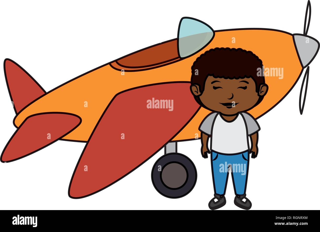 little boy with airplane toy Stock Vector Image & Art - Alamy