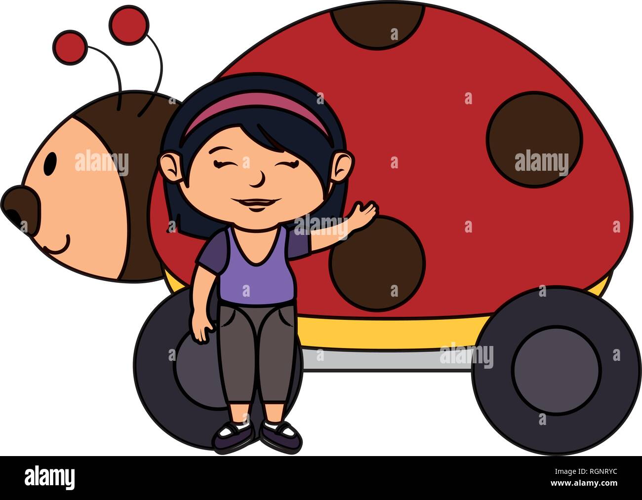 Cute ladybug girl Stock Vector Images - Alamy