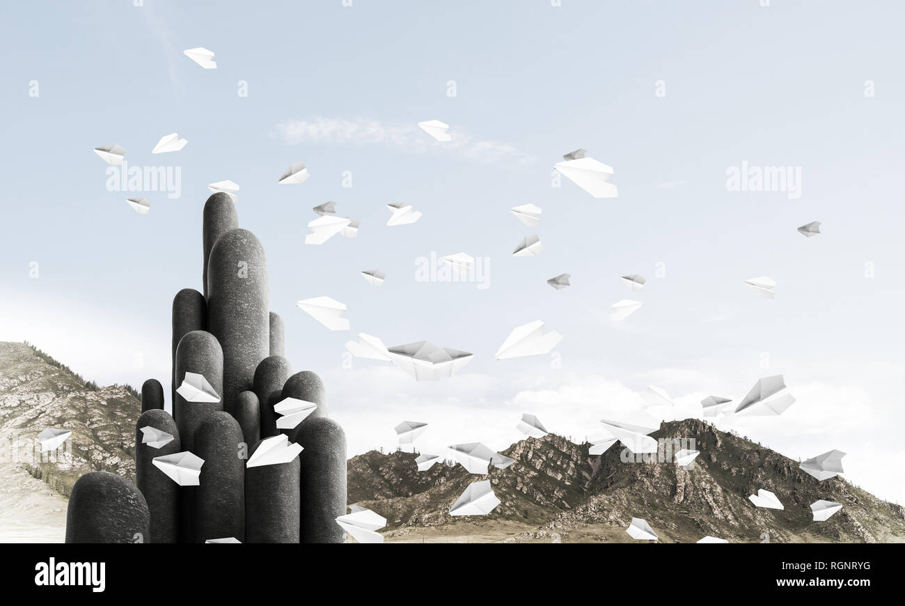 Multiple stone columns with breathtaking landscape Stock Photo - Alamy